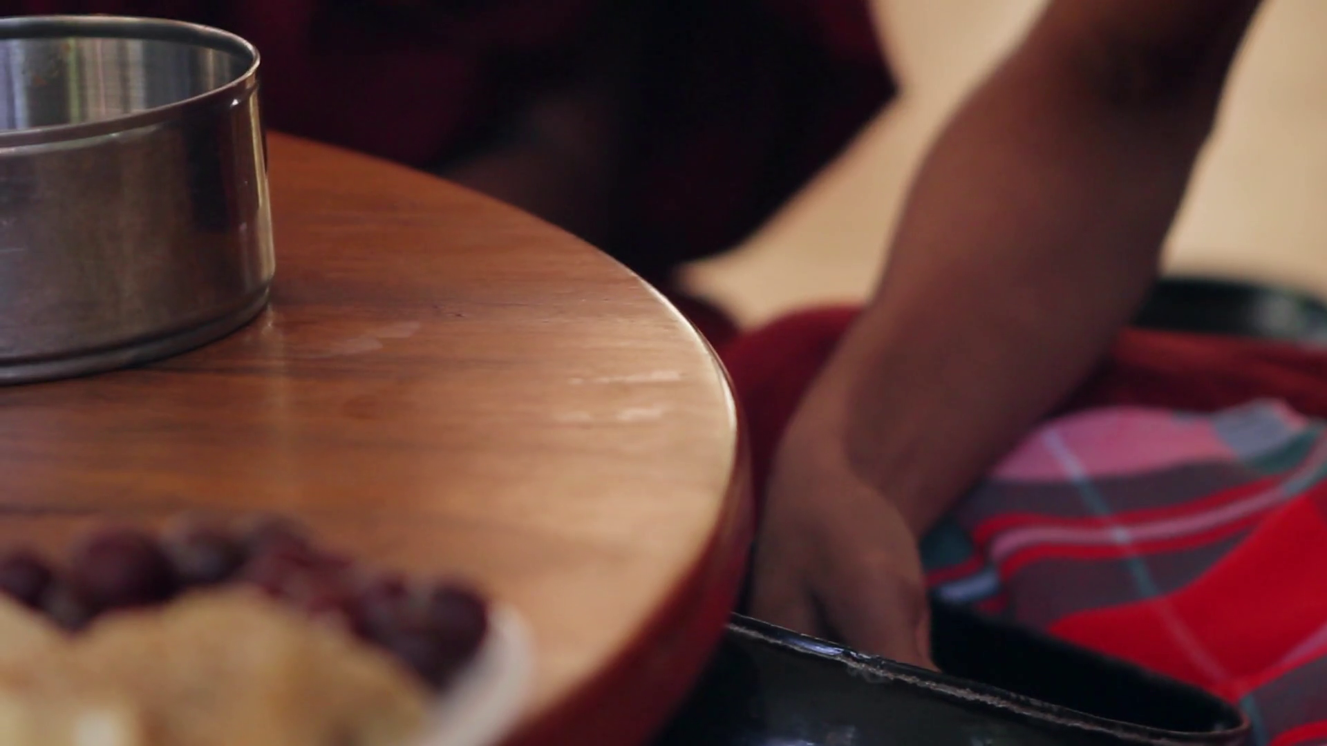 Trapeza of monk close up. Monk eats rice with iron pot. Friary. Stock ...