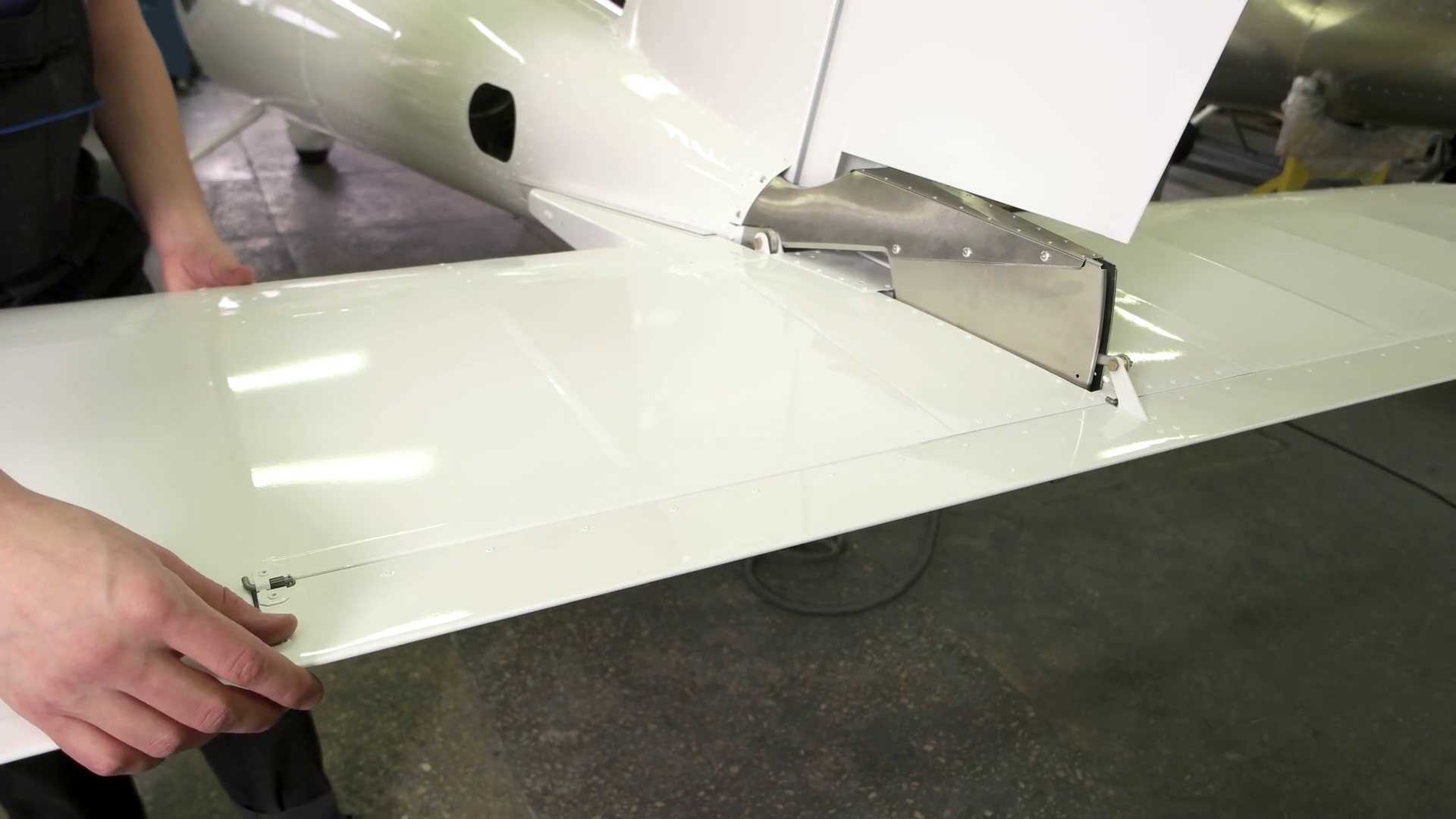 Worker Tail Of Airplane White Shiny Metal Stock Footage SBV-315819168 ...