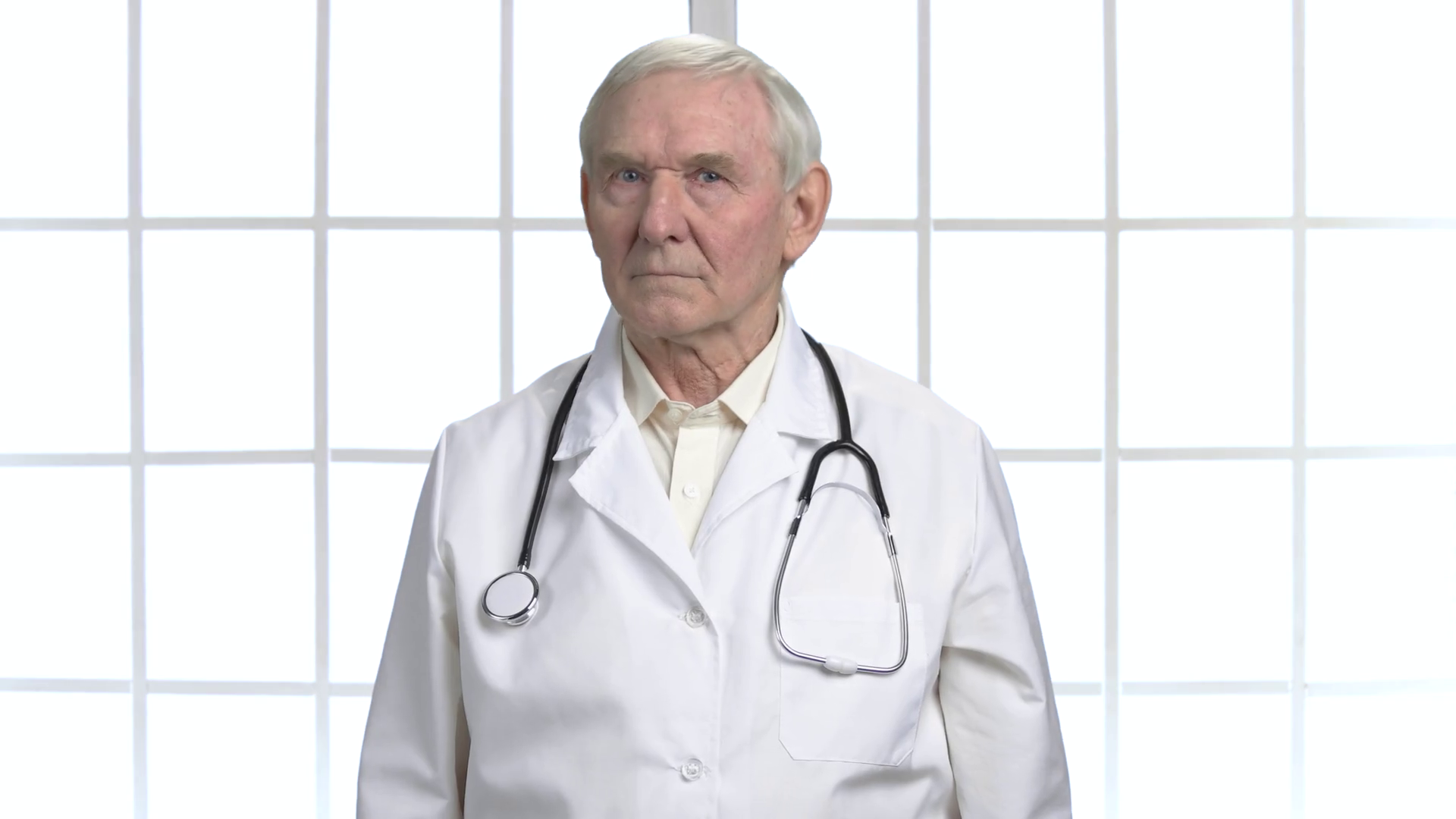 Worried Serious Old Doctor With Stethoscope Stock Footage SBV-320822185 ...