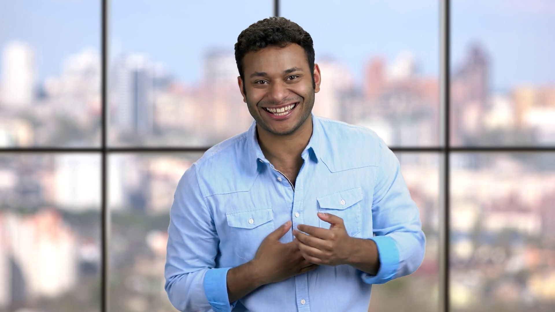 Joyful Indian Man Laughing On Checkered Stock Footage SBV-338965729 ...