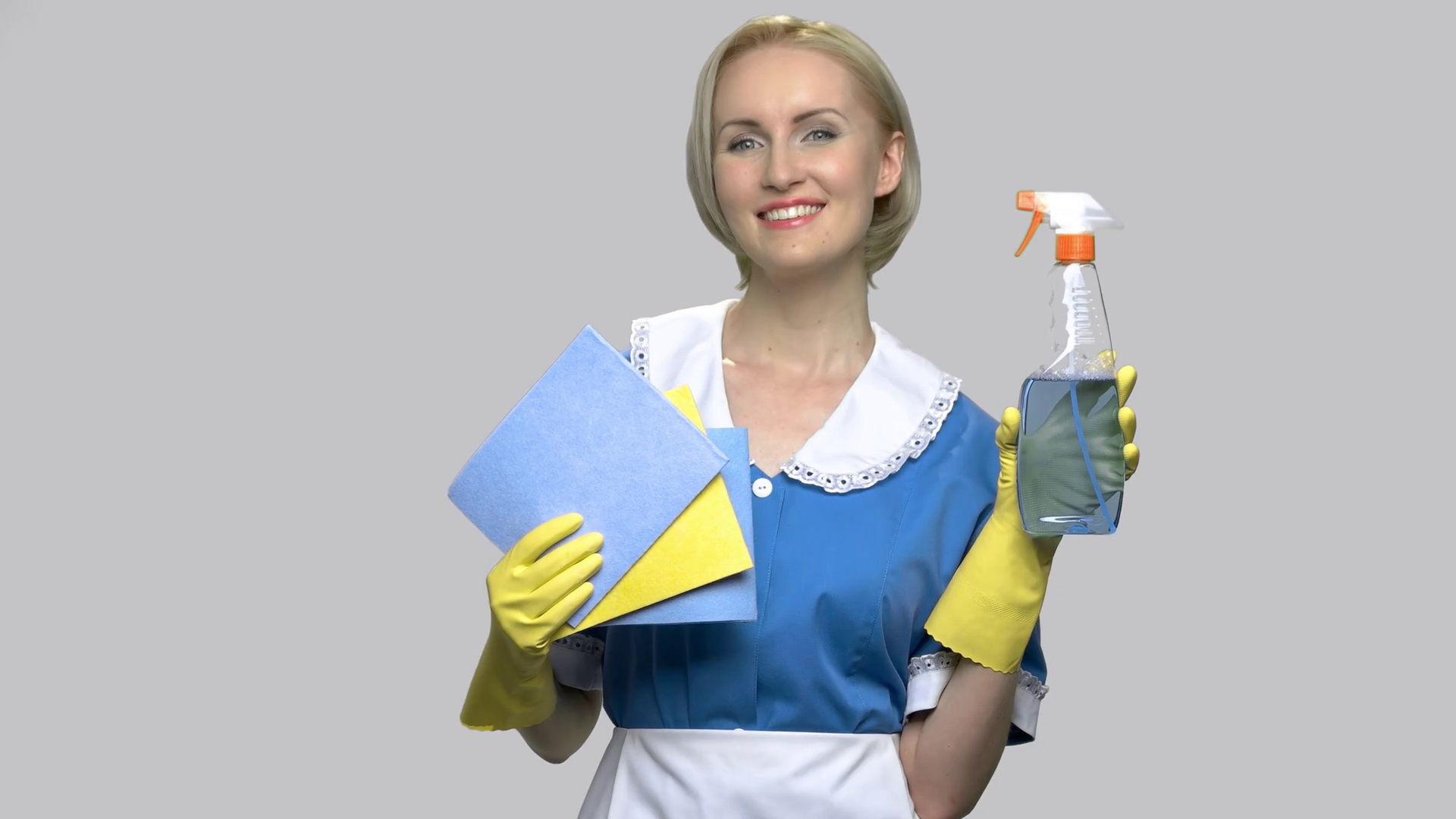 Smiling Cleaner In Uniform With Cleaning Stock Footage SBV-338055572 ...