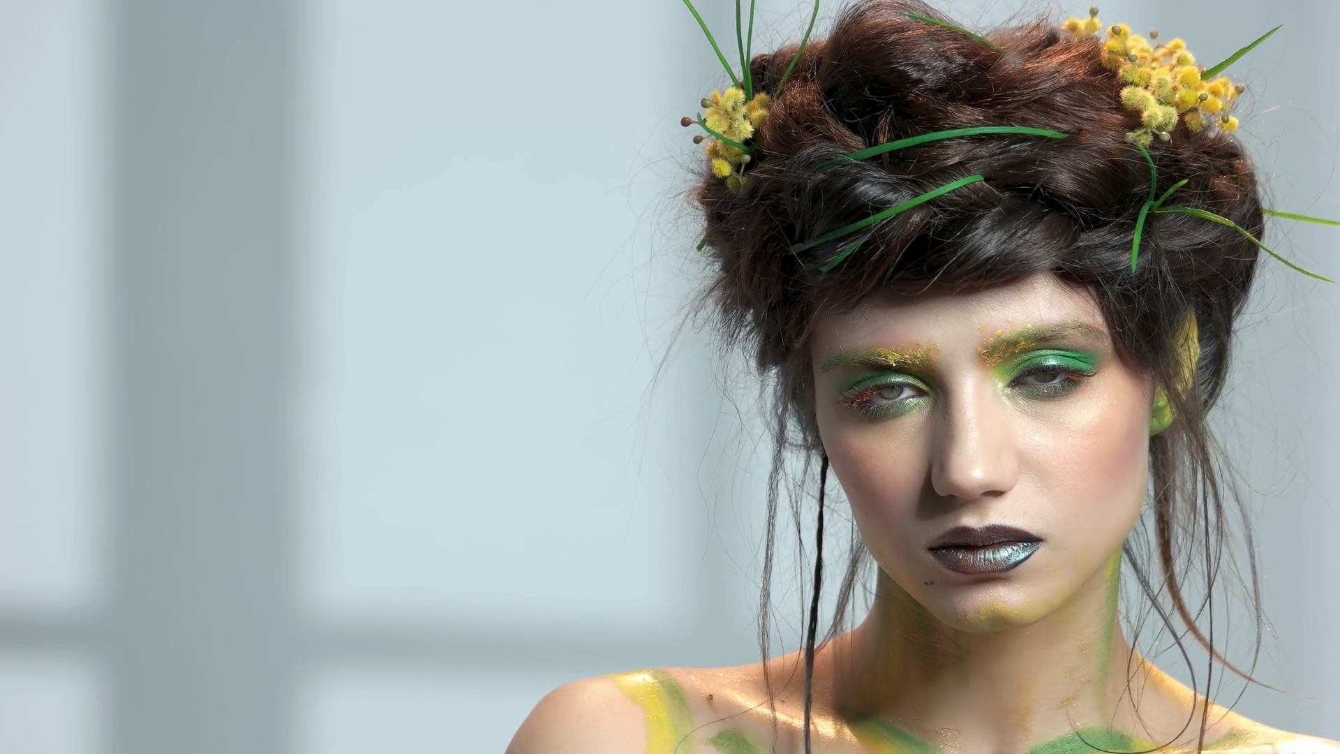 Young Woman Nature Themed Makeup Beautiful Stock Footage SBV-317311594 ...