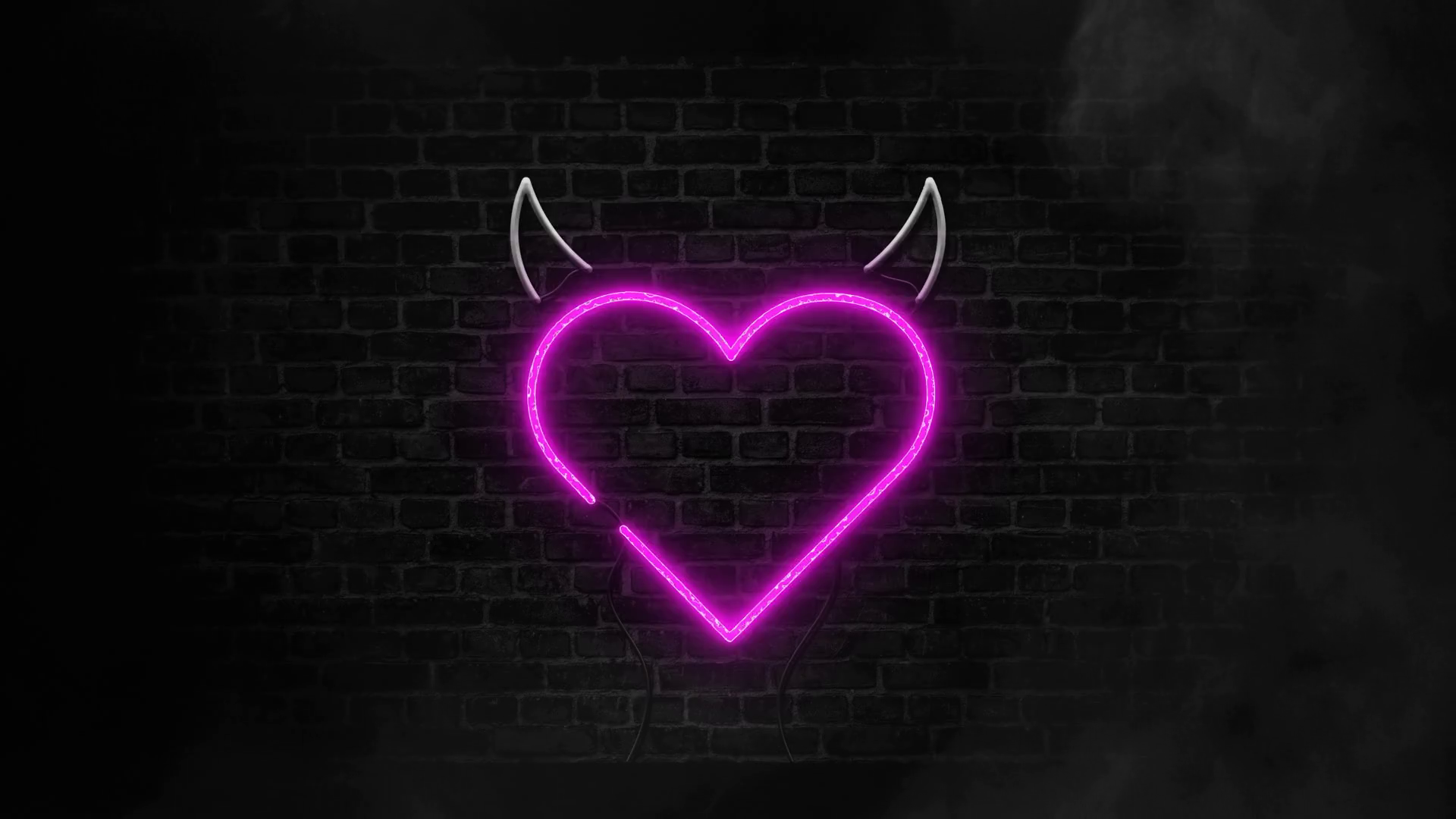 Demon Devil Heart Neon Sign On Brick Wall Stock Motion Graphics SBV ...