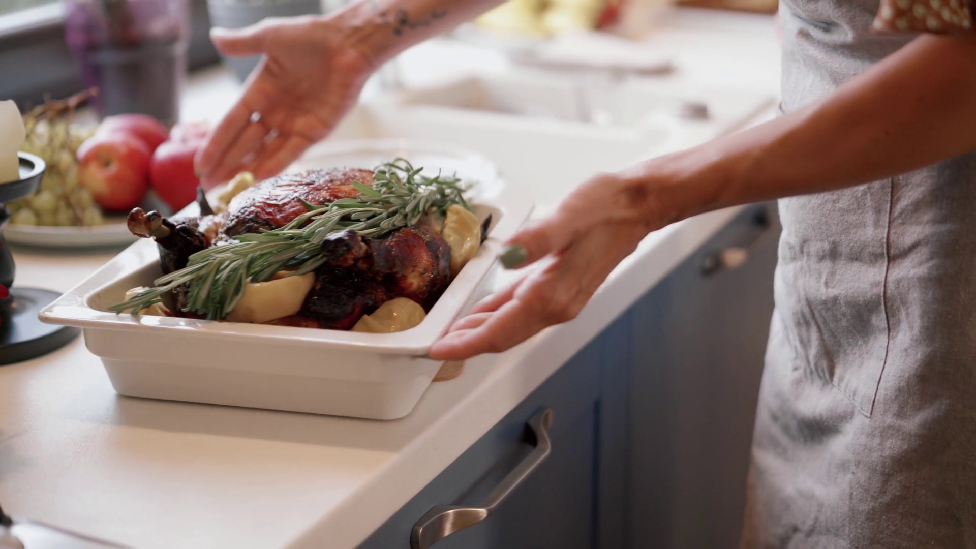 A Close-up View Of Woman Cooking Turkey Stock Footage SBV-352767698 ...