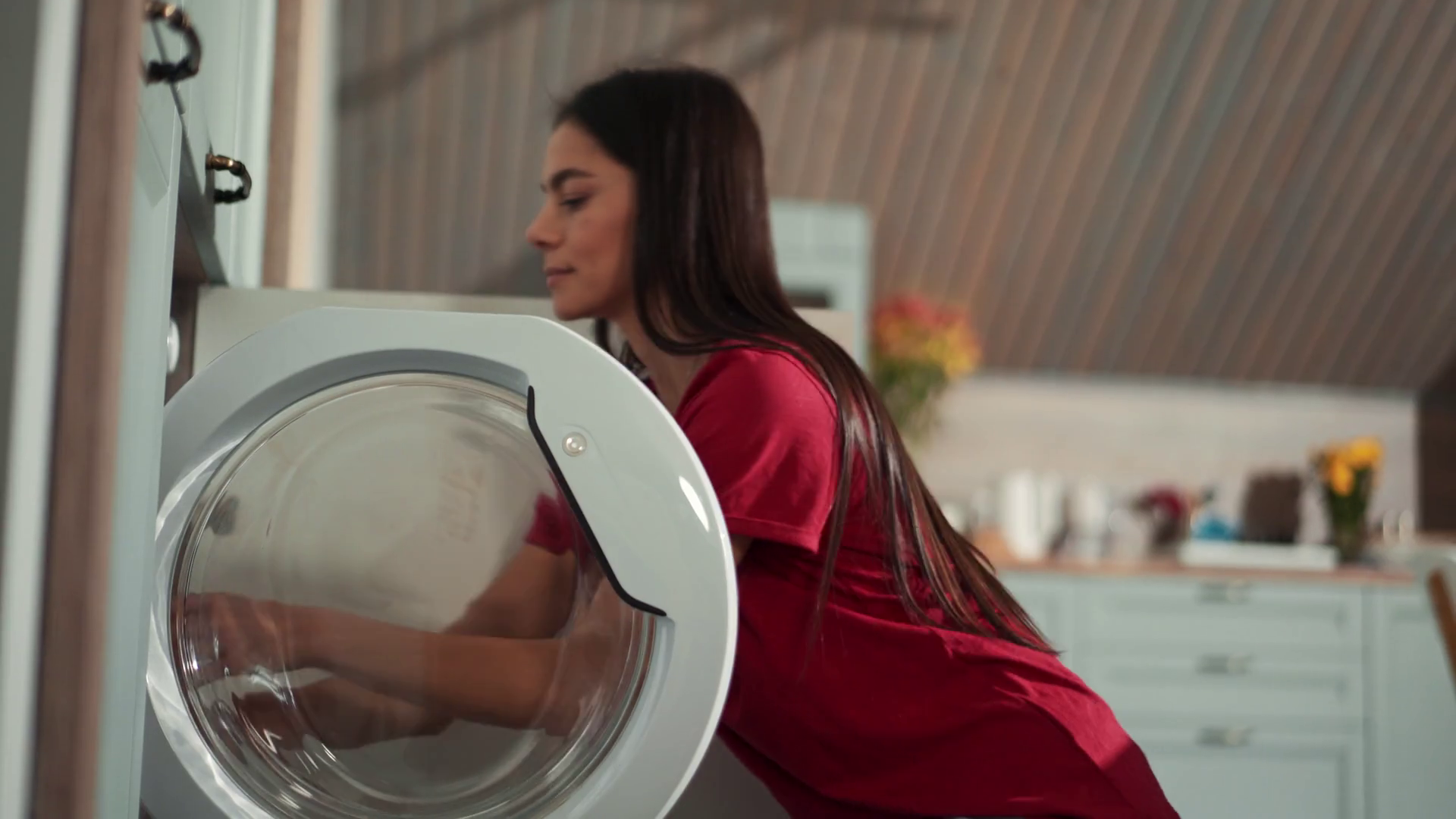 Confident Brunette Woman Washing Things At Stock Footage SBV-352770270 ...