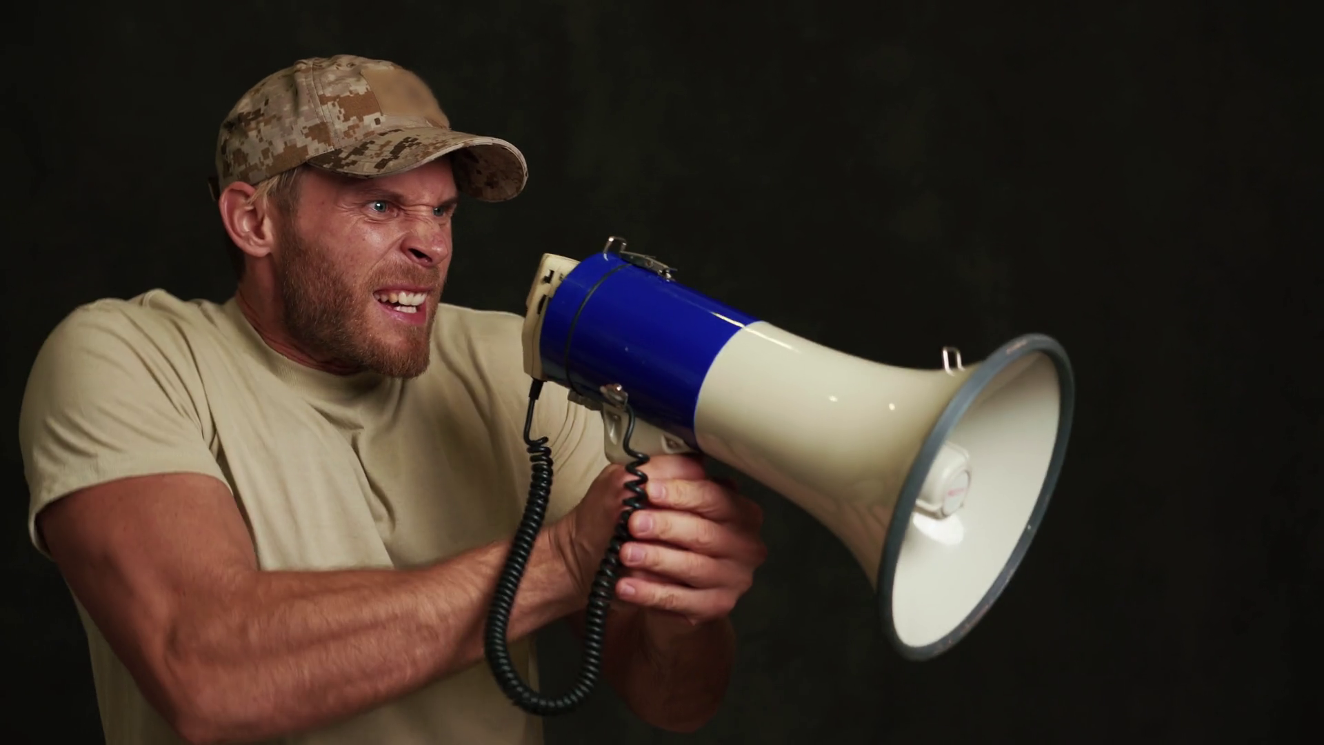 Strong Angry Military Man Shouting Into Stock Footage SBV-352768356 ...