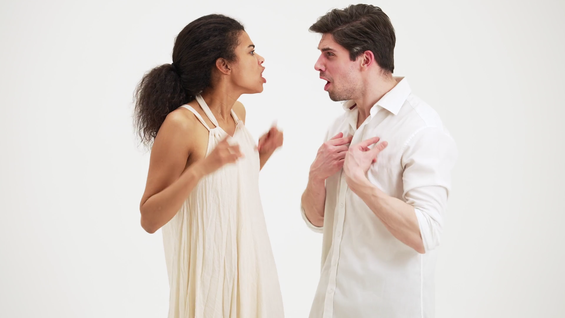 Angry Couple Man Woman Swearing Looking At Stock Footage SBV-352749475 ...