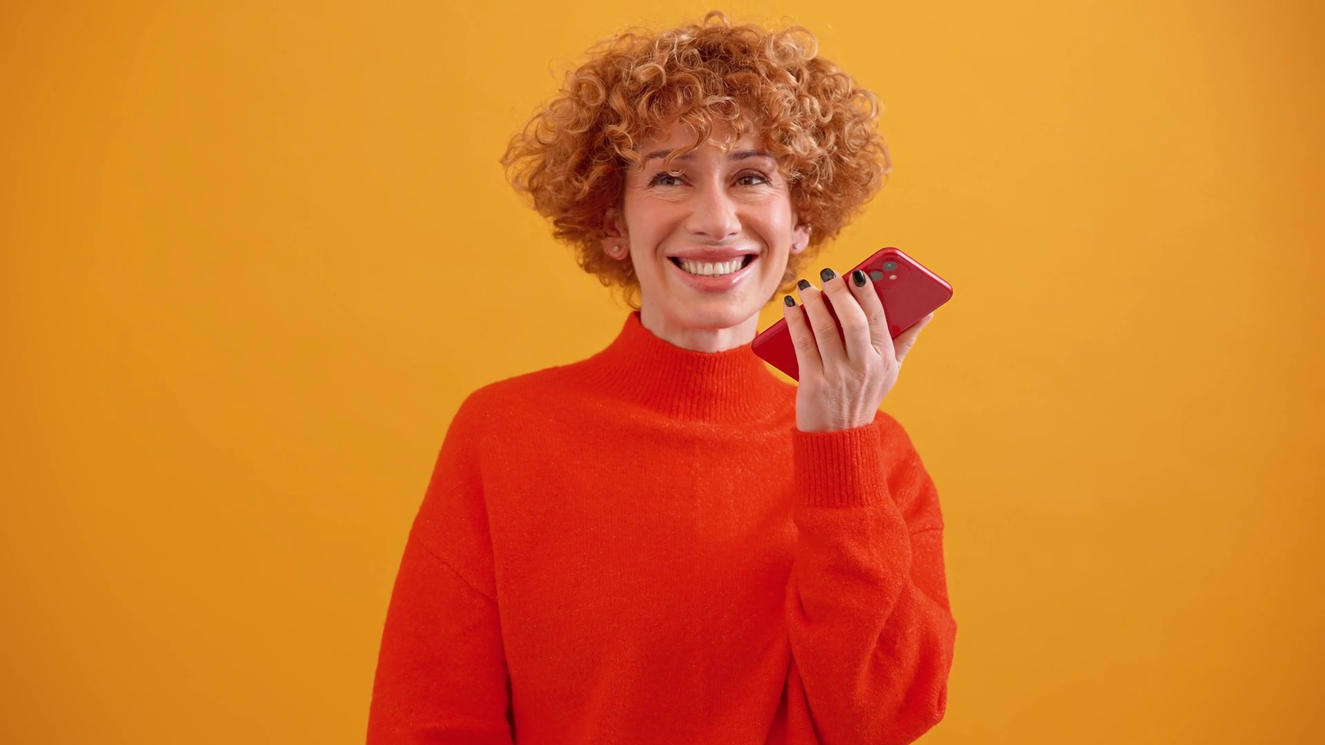 Laughing Ginger Woman Recording Voice Message Stock Footage SBV ...