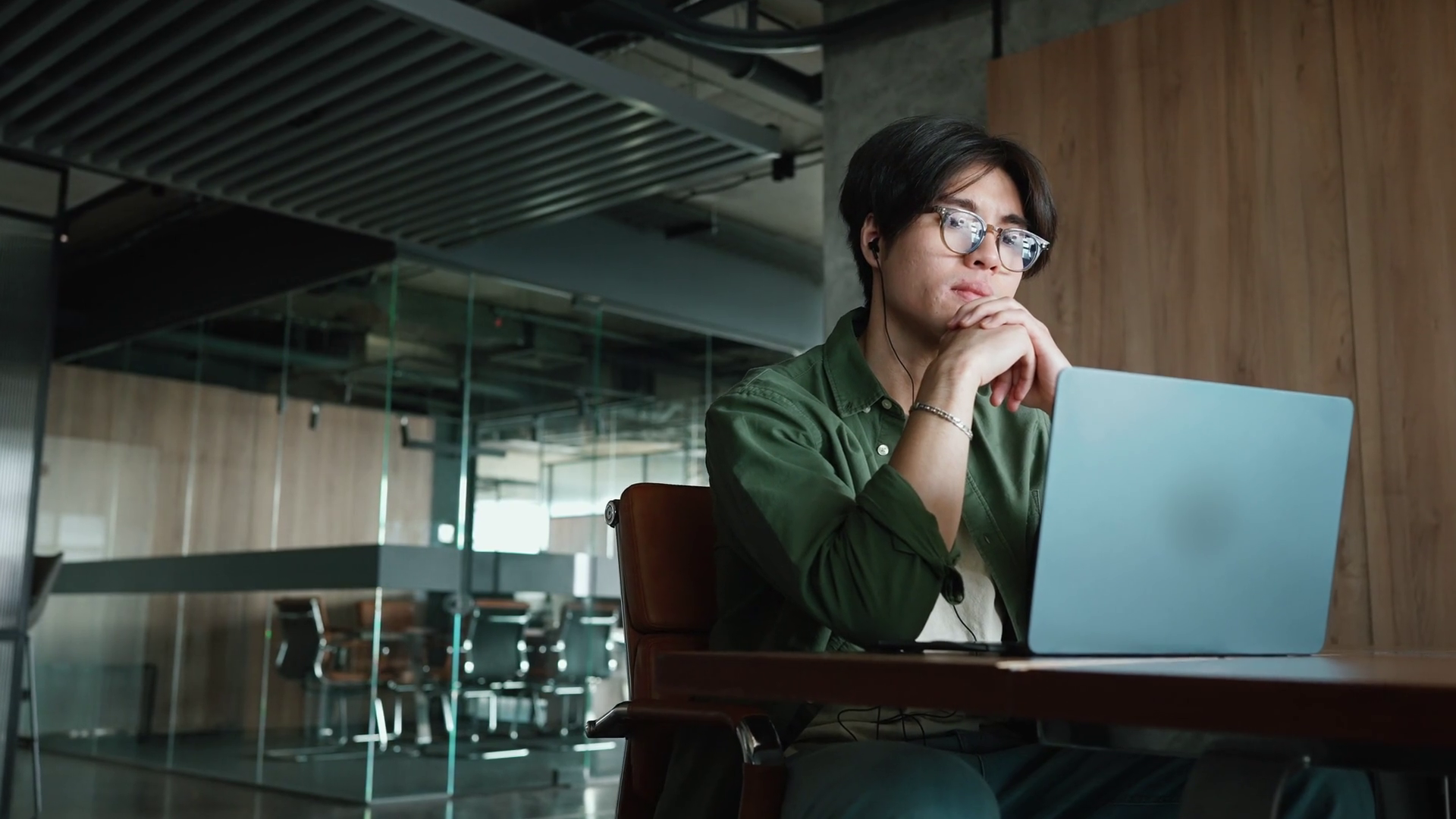 Pensive Asian Man Watching On Laptop In Stock Footage SBV-352475993 ...