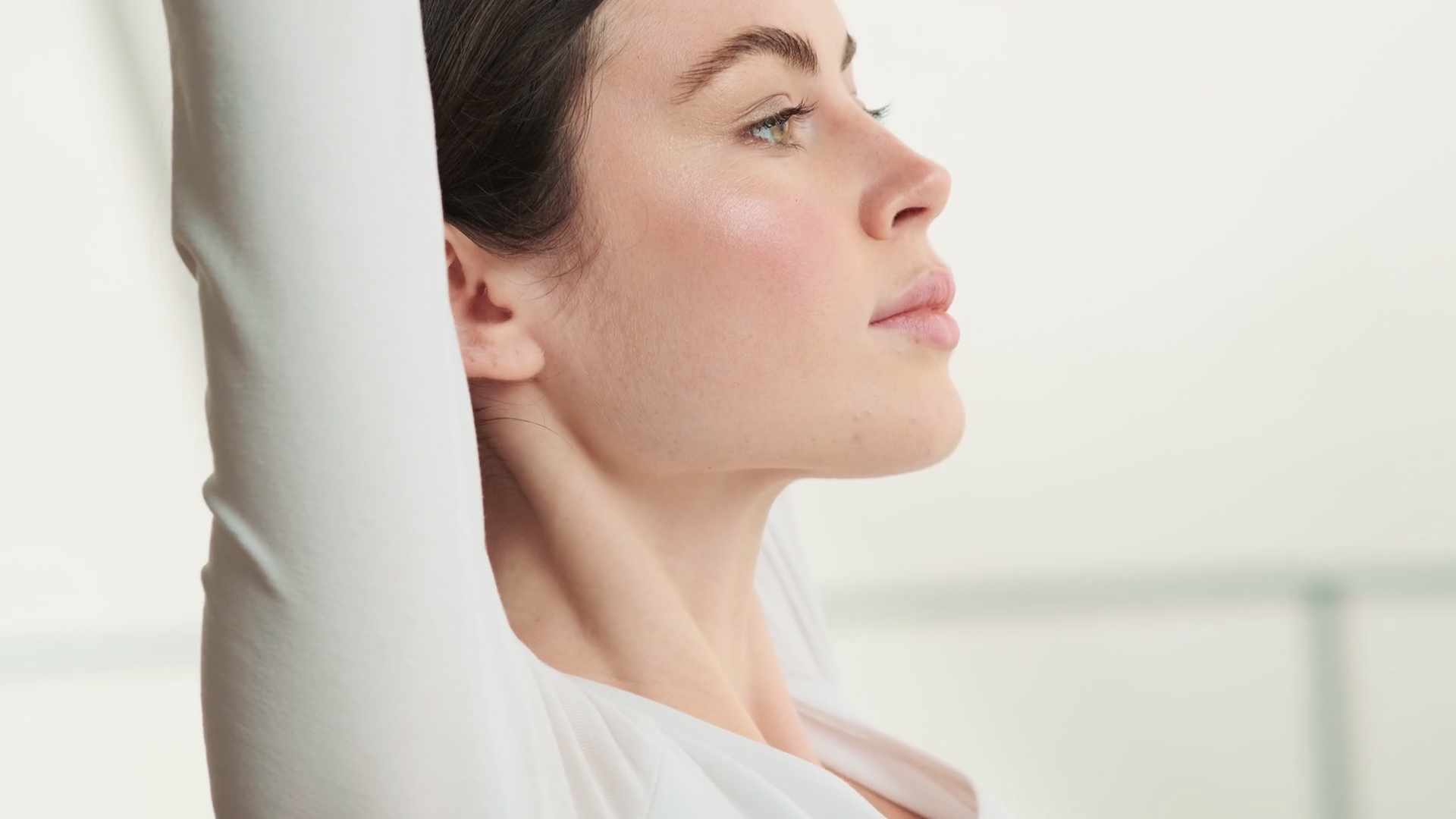 The Side View Of Woman Pulling Arms Up Stock Footage SBV-352744344 ...