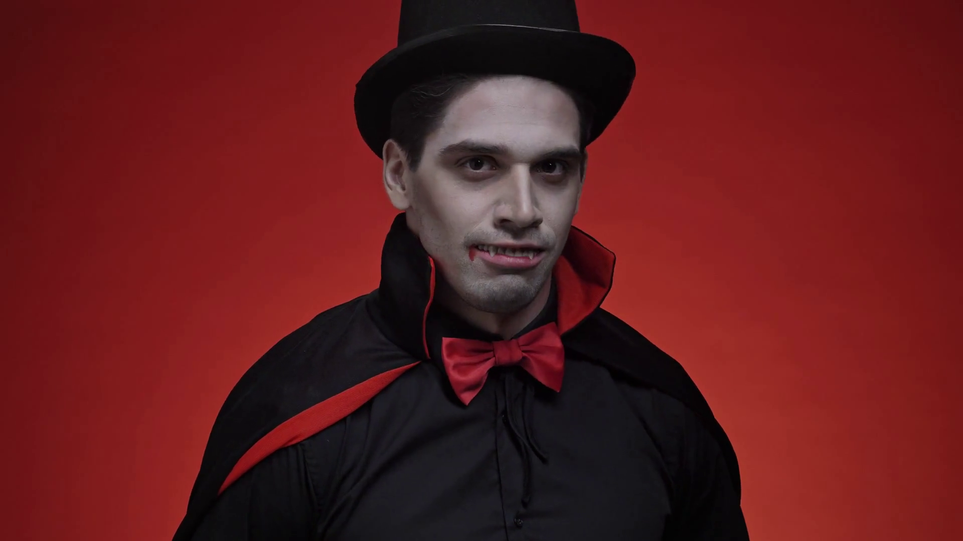 Vampire Man With Fangs In Black Halloween Stock Footage SBV-352705625 ...