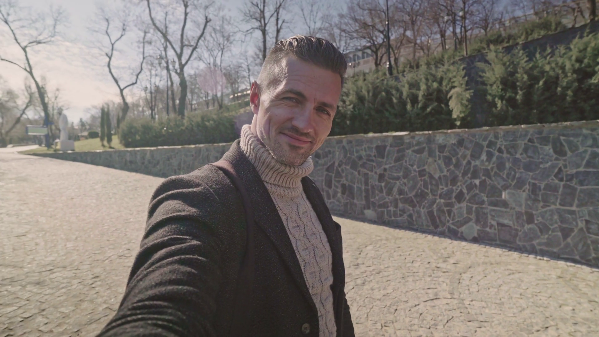 Beautiful Adult Man Taking Selfie In Park Stock Footage SBV-352634562 ...