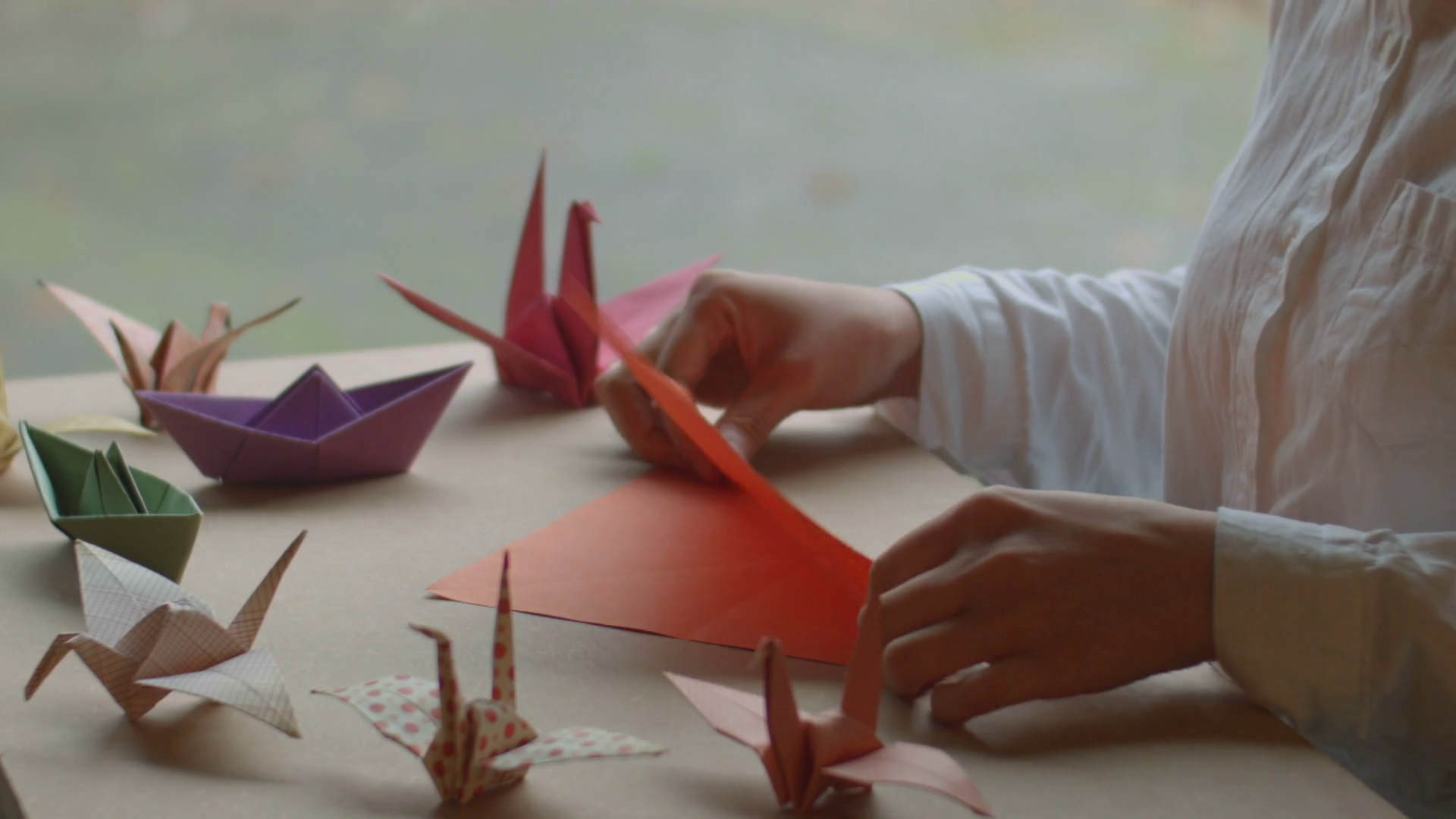 Close Up Japanese Origami Making Asian Woman Stock Footage SBV ...