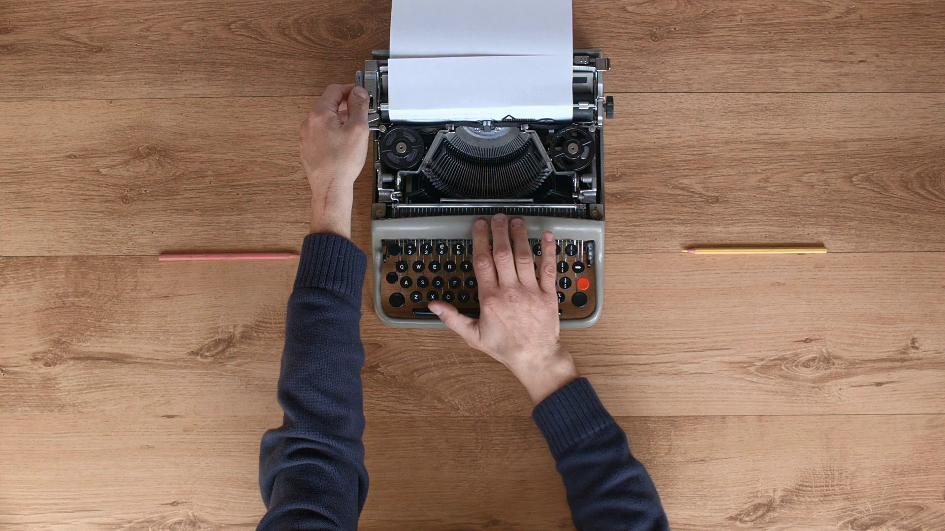 From Above Shot Of Hands Typing On Vintage Stock Footage SBV-312498817 ...