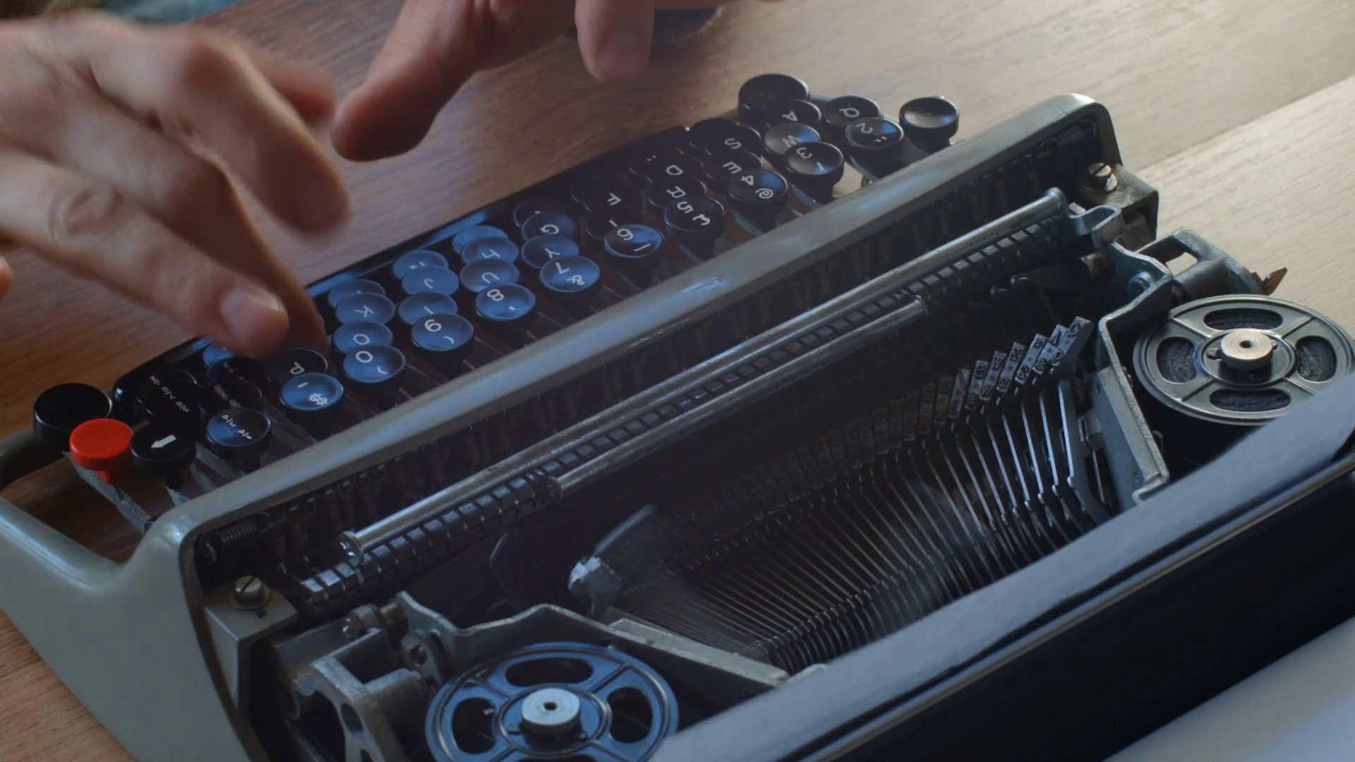 Medium Shot Of Vintage Typewriter From Above Stock Footage SBV ...