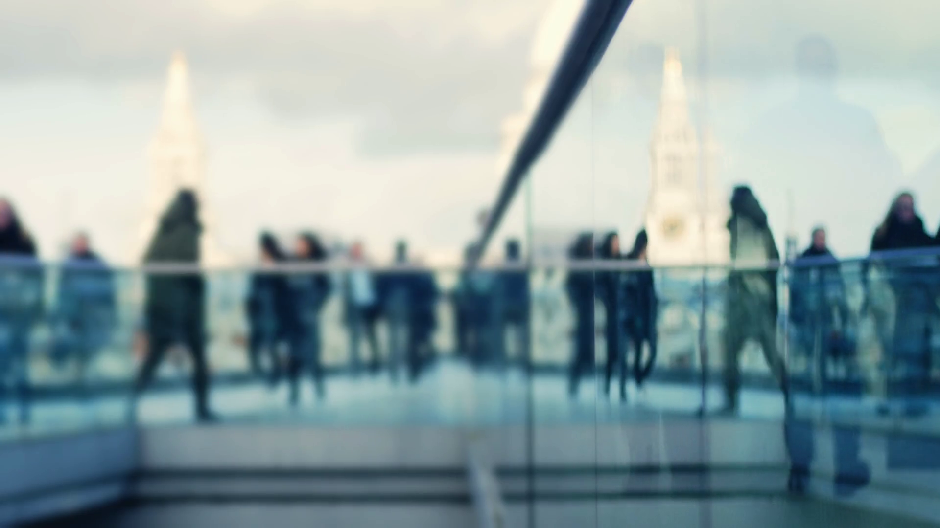 People Walking Through Glass Reflection Stock Footage SBV-337959350 ...