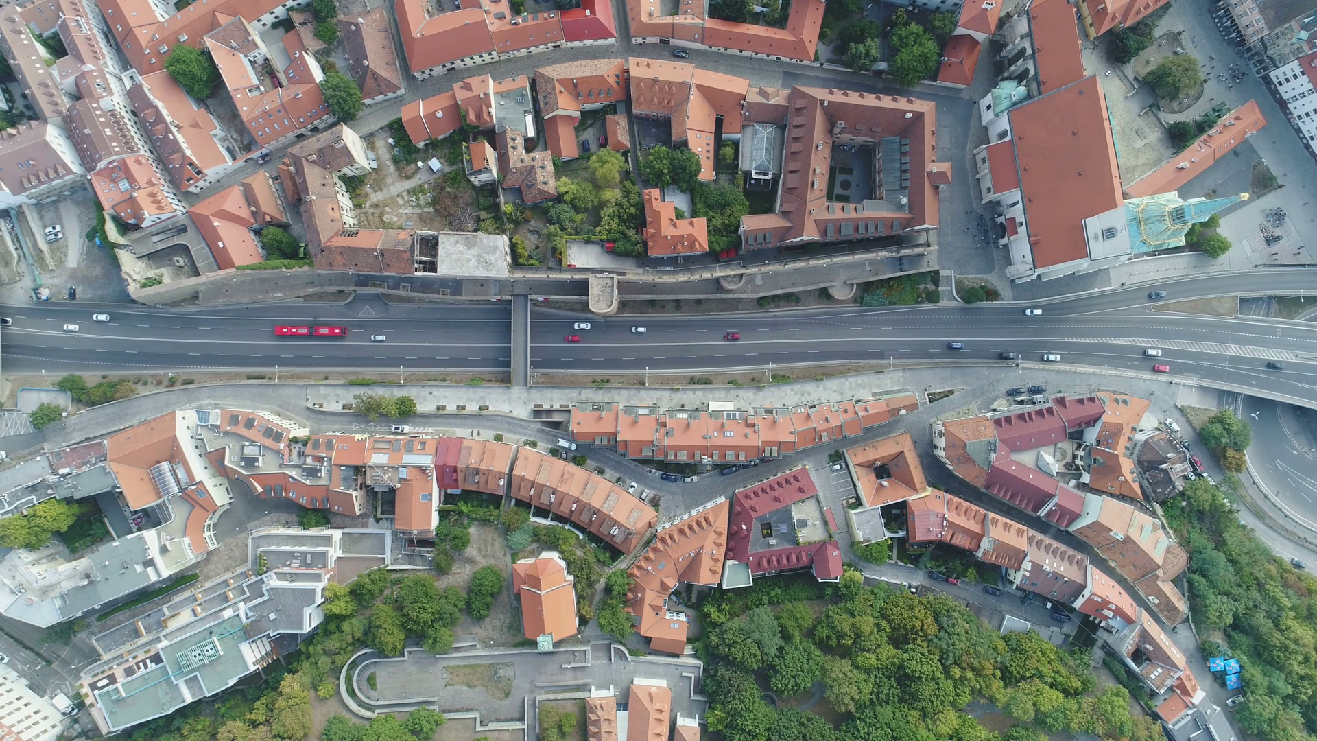 Overhead Drone Shot Of Traffic Driving Stock Footage SBV-352456460 ...