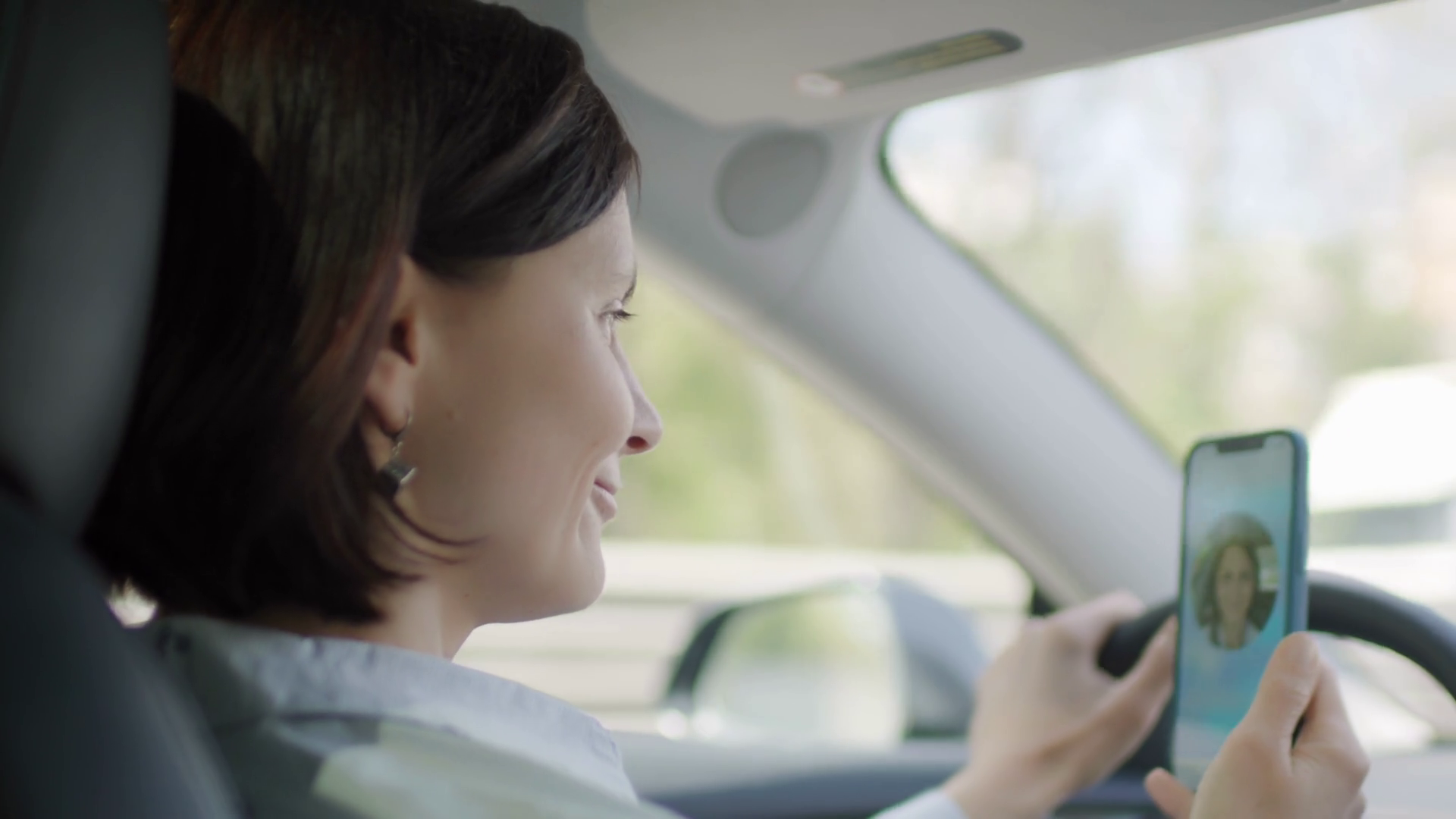 Woman Video Chatting With Friends Driving Stock Footage SBV-352135163 ...