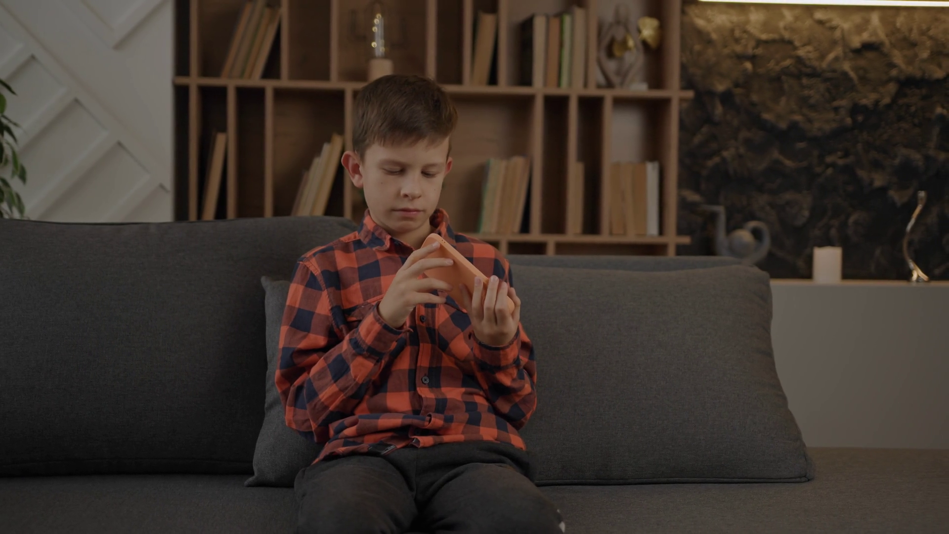 Autistic Kid Using Mobile Phone In Strange Stock Footage SBV-347174258 ...