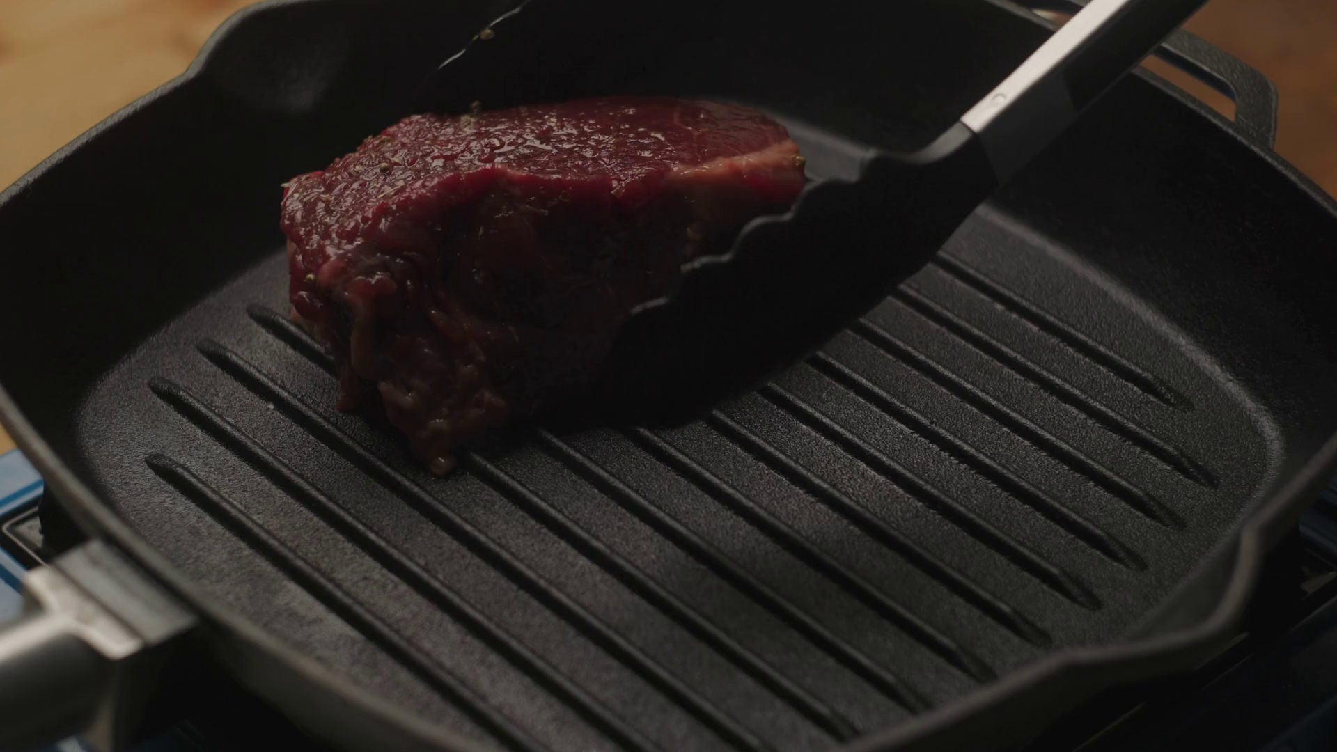 Roasting Beef On Grill Pan Beef Steak Stock Footage SBV-347460870 ...