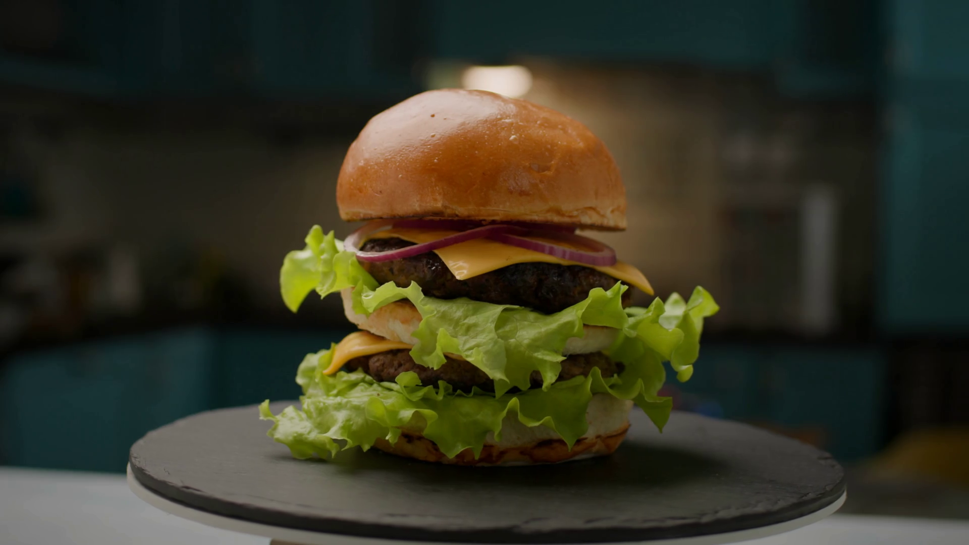 Double Cheeseburger Rotating Slow Motion Big Stock Footage SBV ...