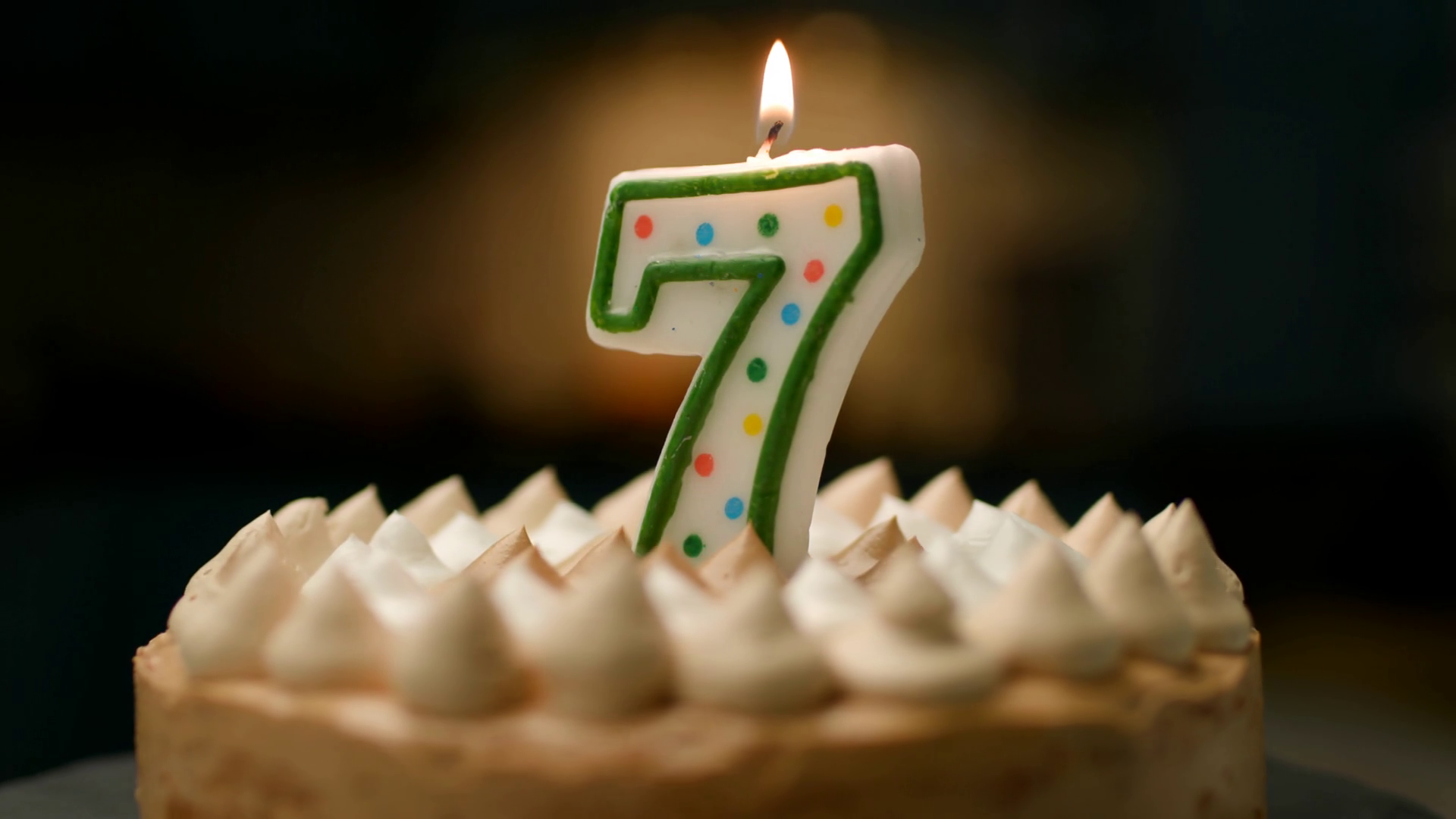 Candle Number 7 On Birthday Cake Rotating Stock Footage SBV-347550106 ...