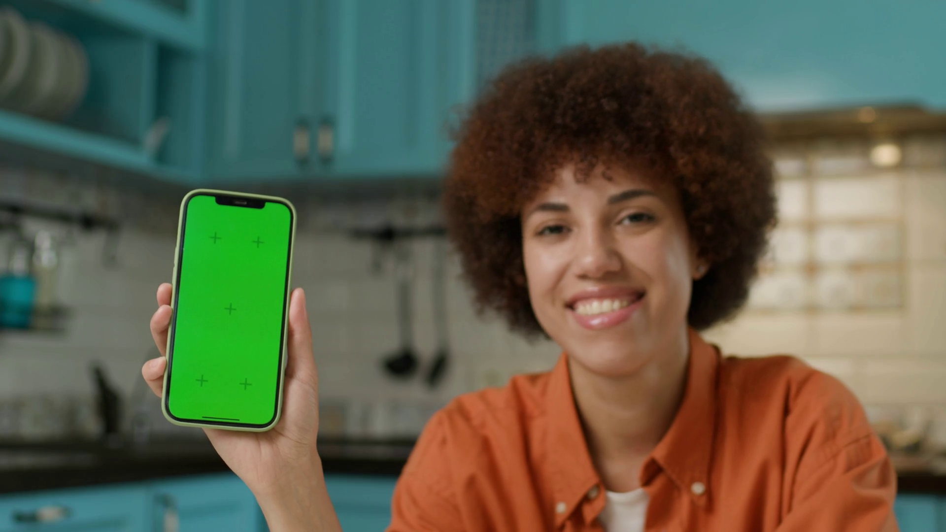 Woman Holding Green Screen Mobile Phone At Stock Footage SBV-348065434 ...
