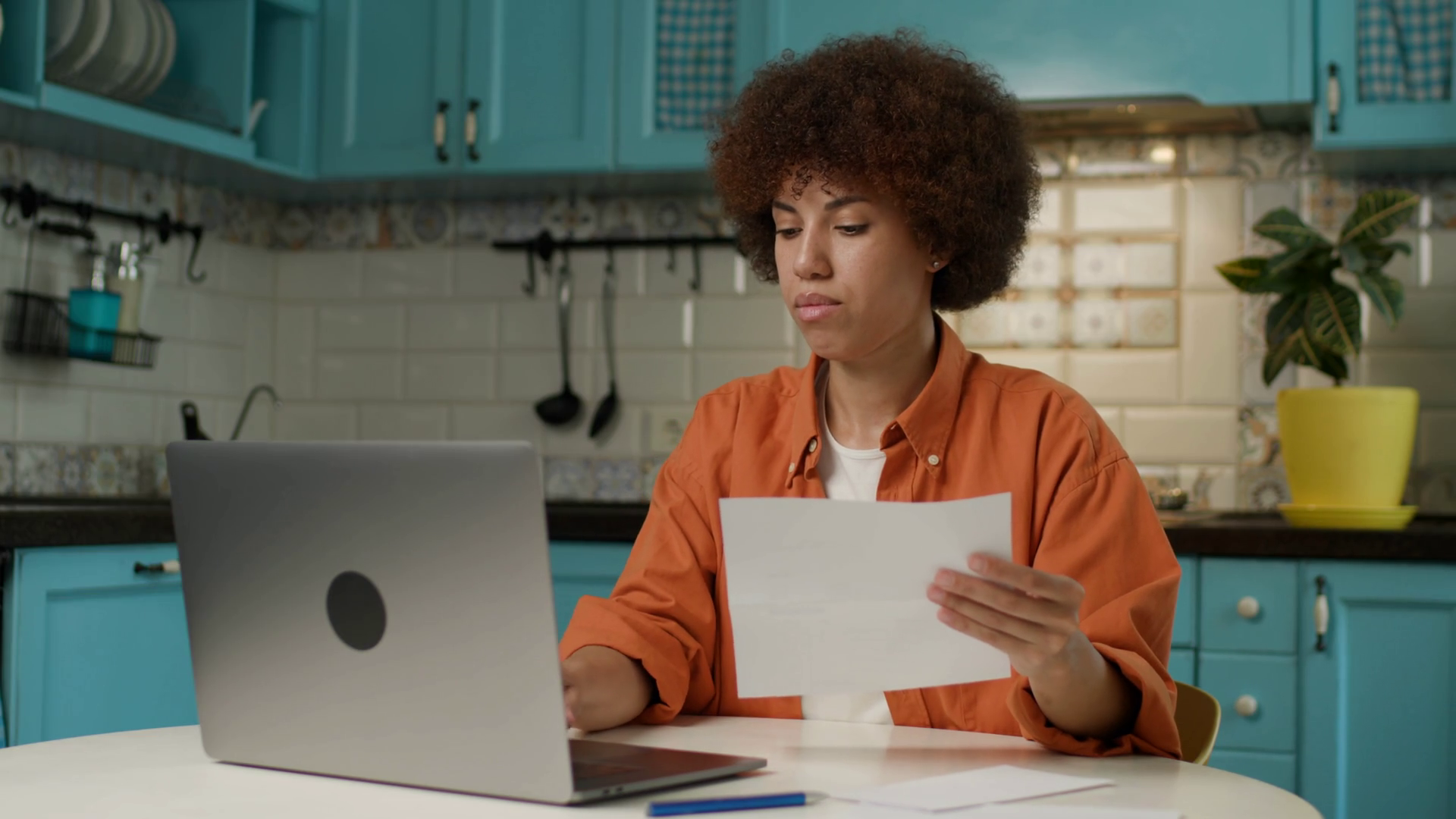Woman Working With Paper Documents Using Stock Footage SBV-348401989 ...