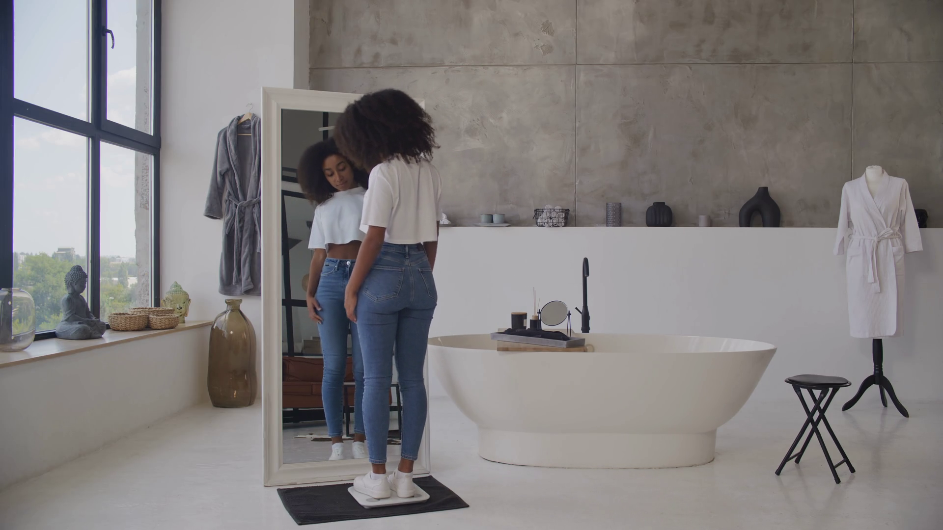 African American Woman Measuring Weight Stock Footage SBV-348505270 ...