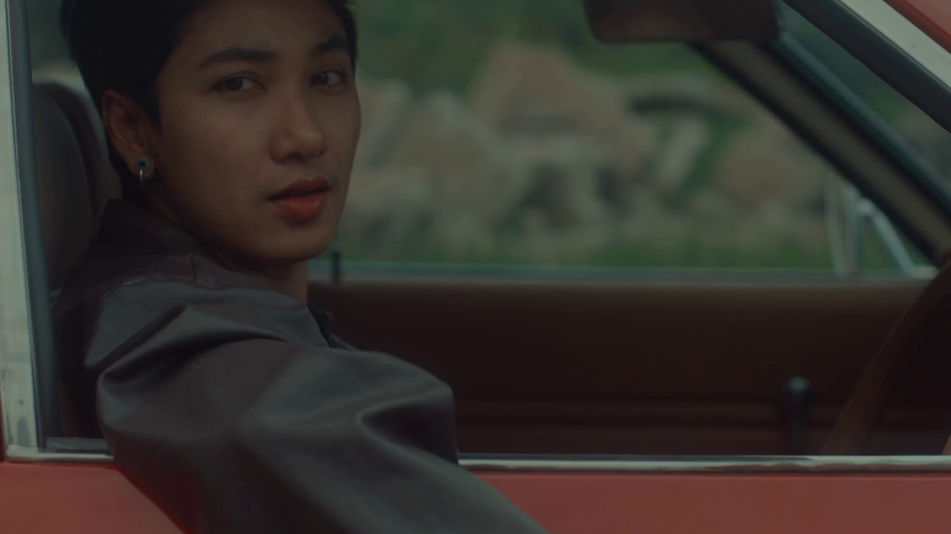 Brutal Tomboy Girl Sitting In Vintage Red Car Stock Footage SBV ...