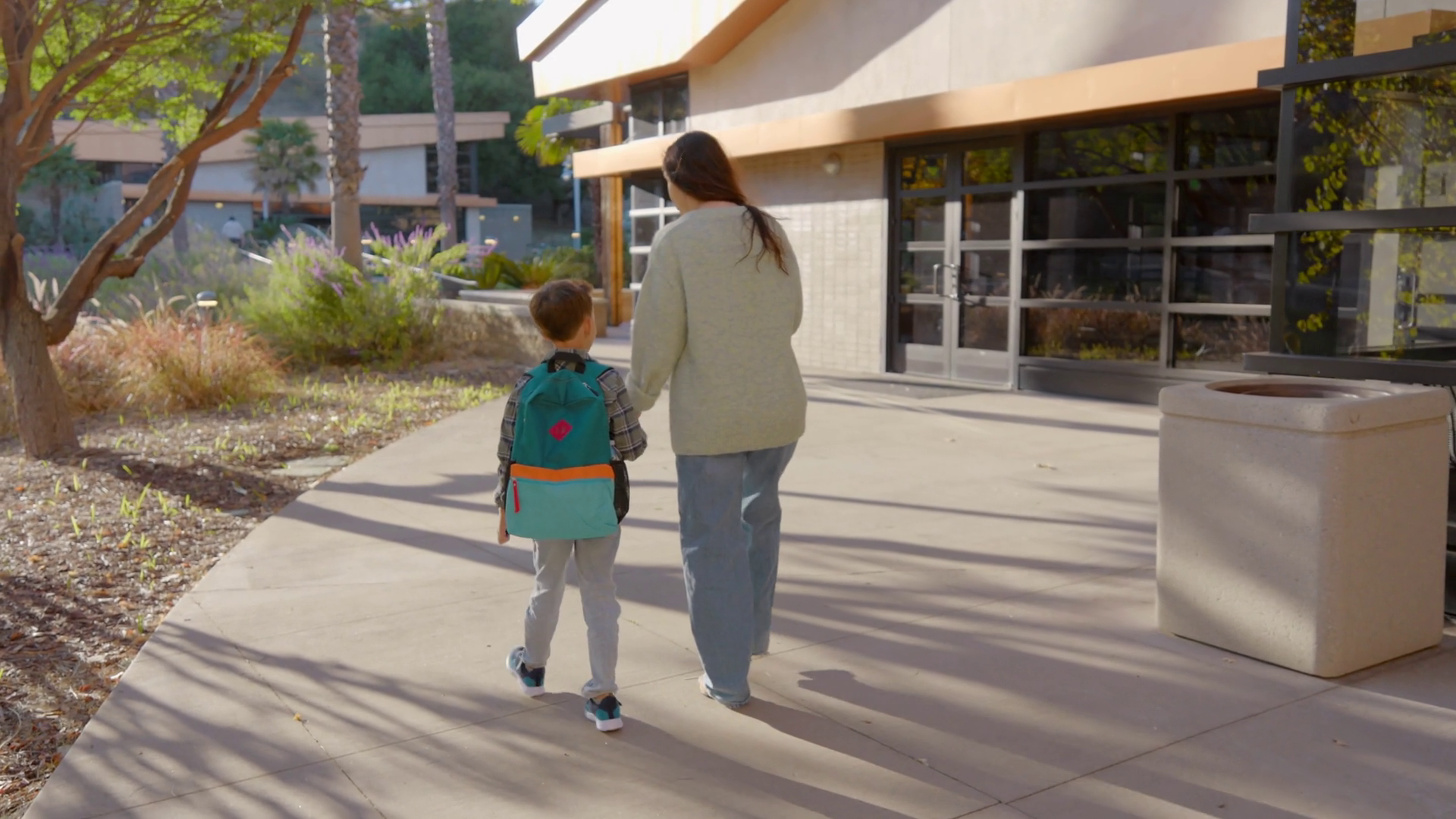 A Parent Child Walking To School Together Stock Footage SBV-352024072 ...