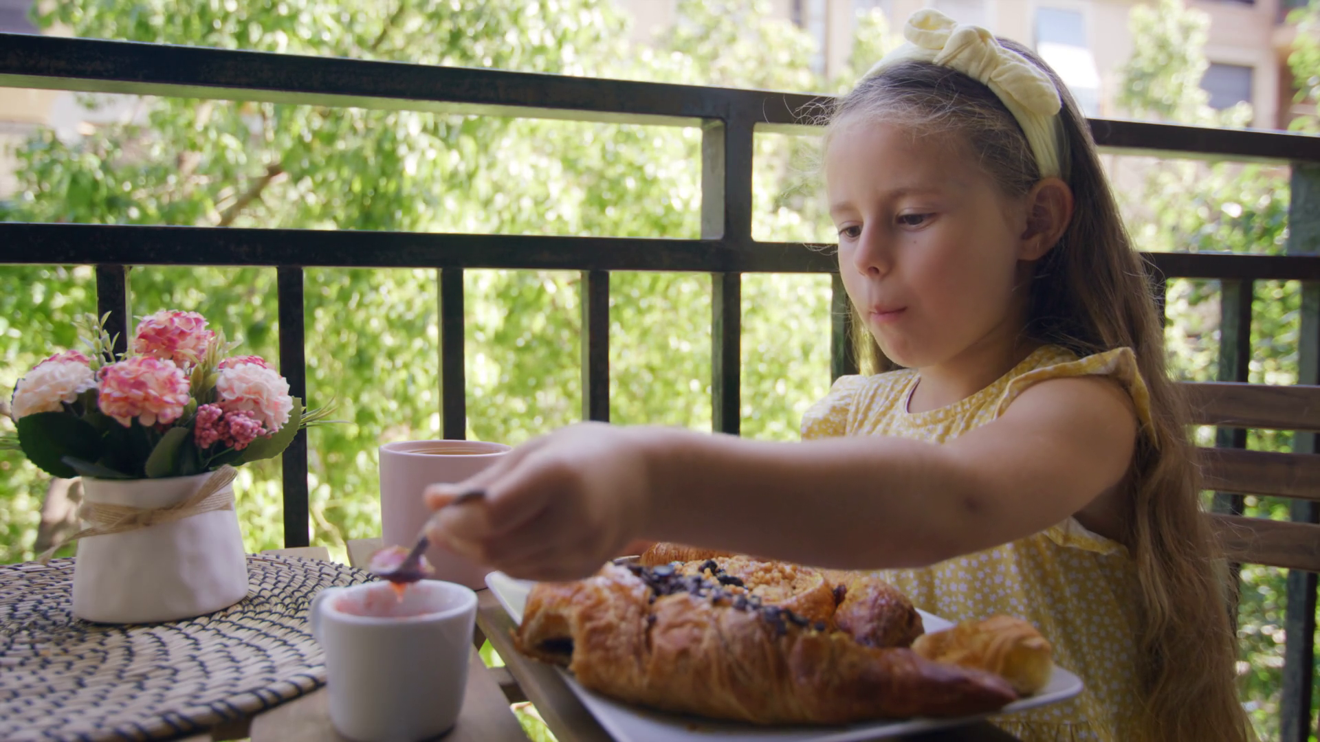 Cheerful Kid Eating Delicious Pastry With Stock Footage SBV-351837973 ...