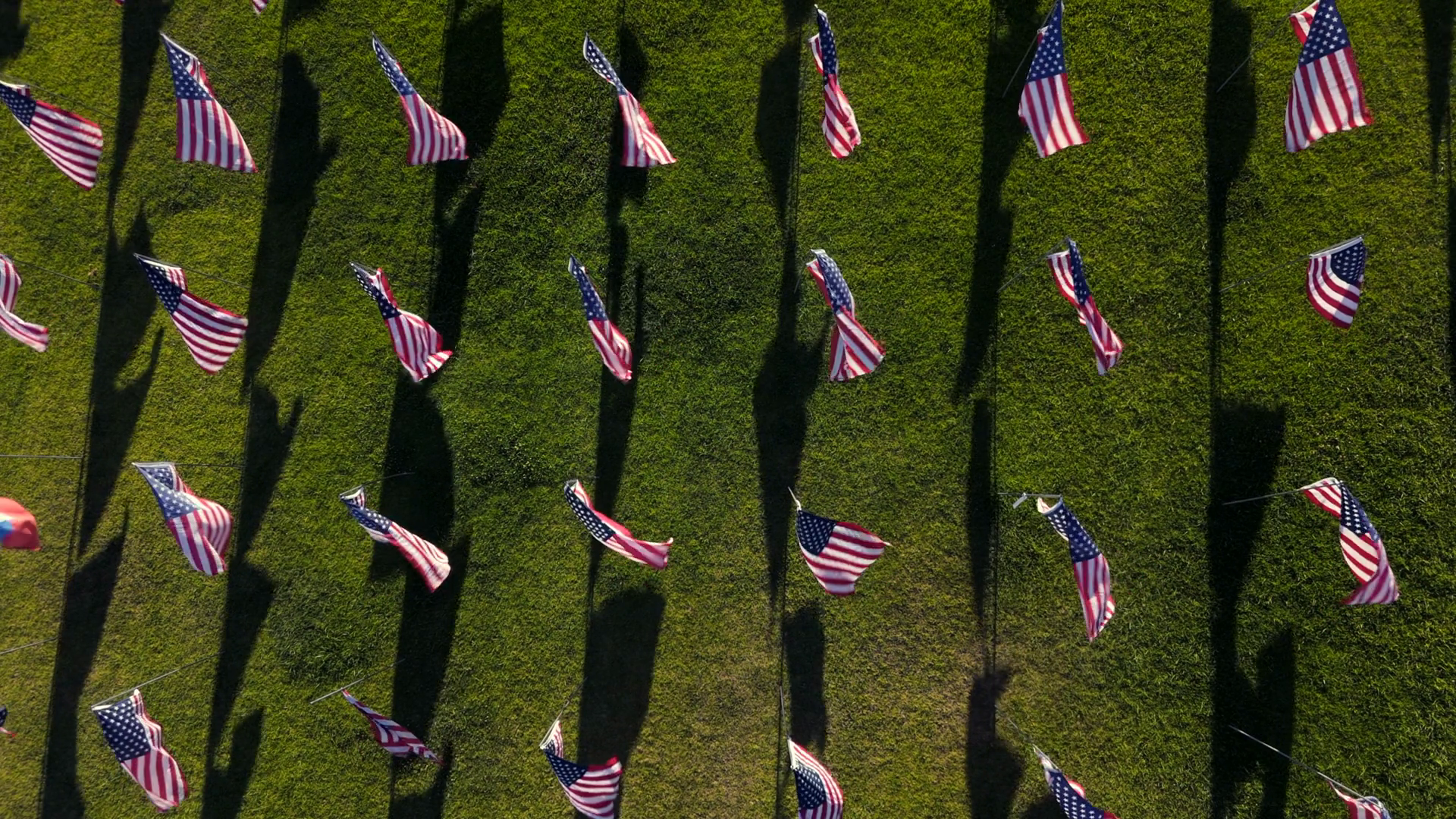 Stunning Aerial View Of American Flags Stock Footage SBV-352795906 ...