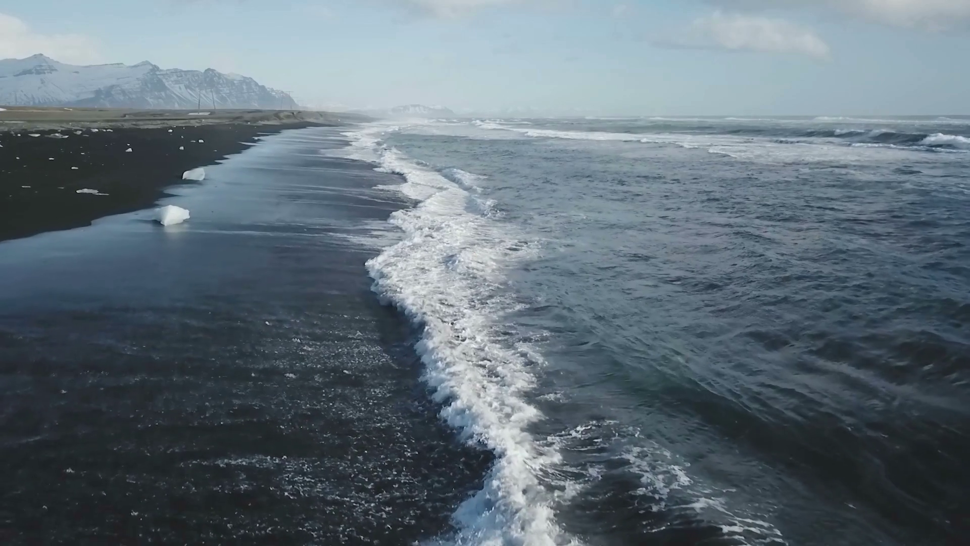 Iceland Aerial View Of Ocean Waves And Diamond Beach 4 Stock Video ...