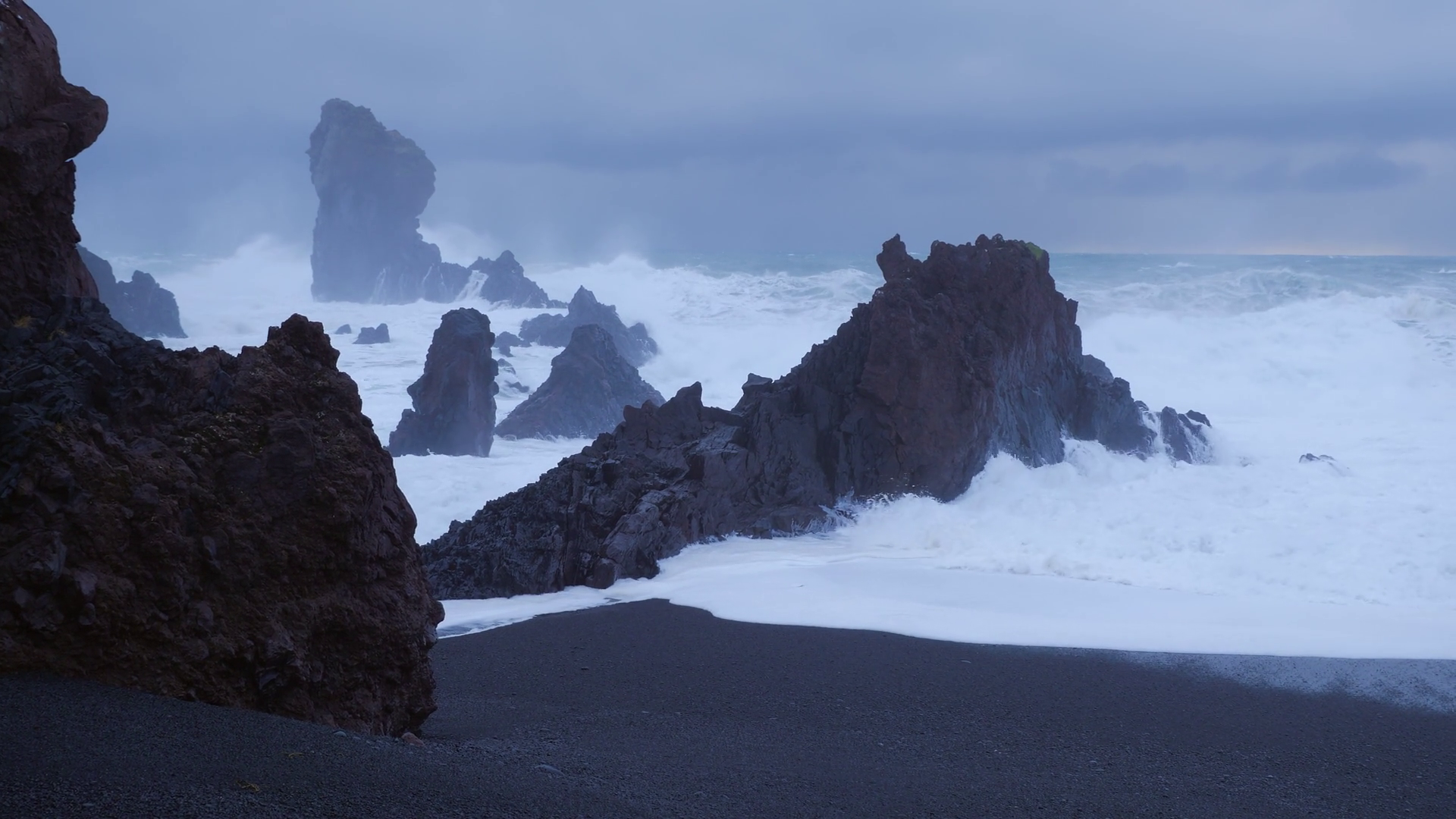 Iceland Ocean Storm And Rock Formations At Djupalonssandur Black Sand ...