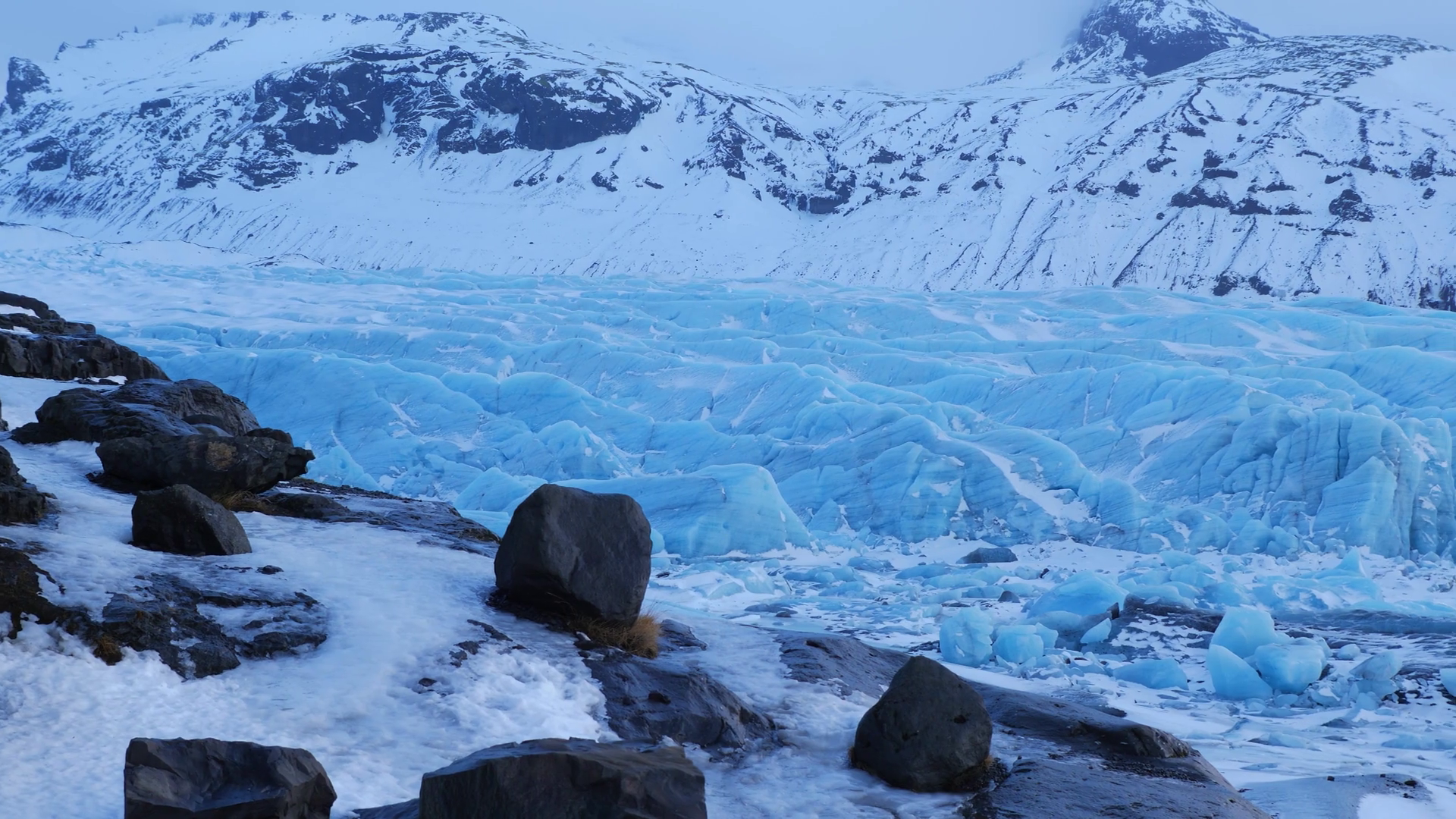Iceland View Of Giant Blue Glacier Ice Stock Footage SBV-321925747 ...