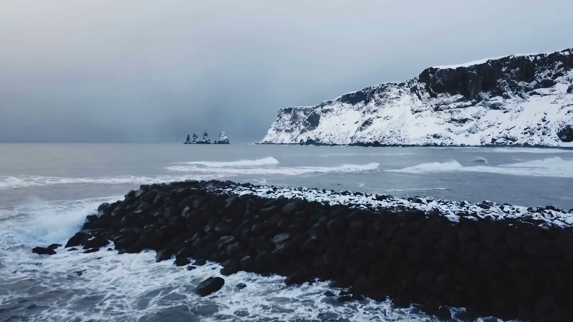 Vik Iceland Aerial View Flying Over Rock Stock Footage SBV-321863747 ...