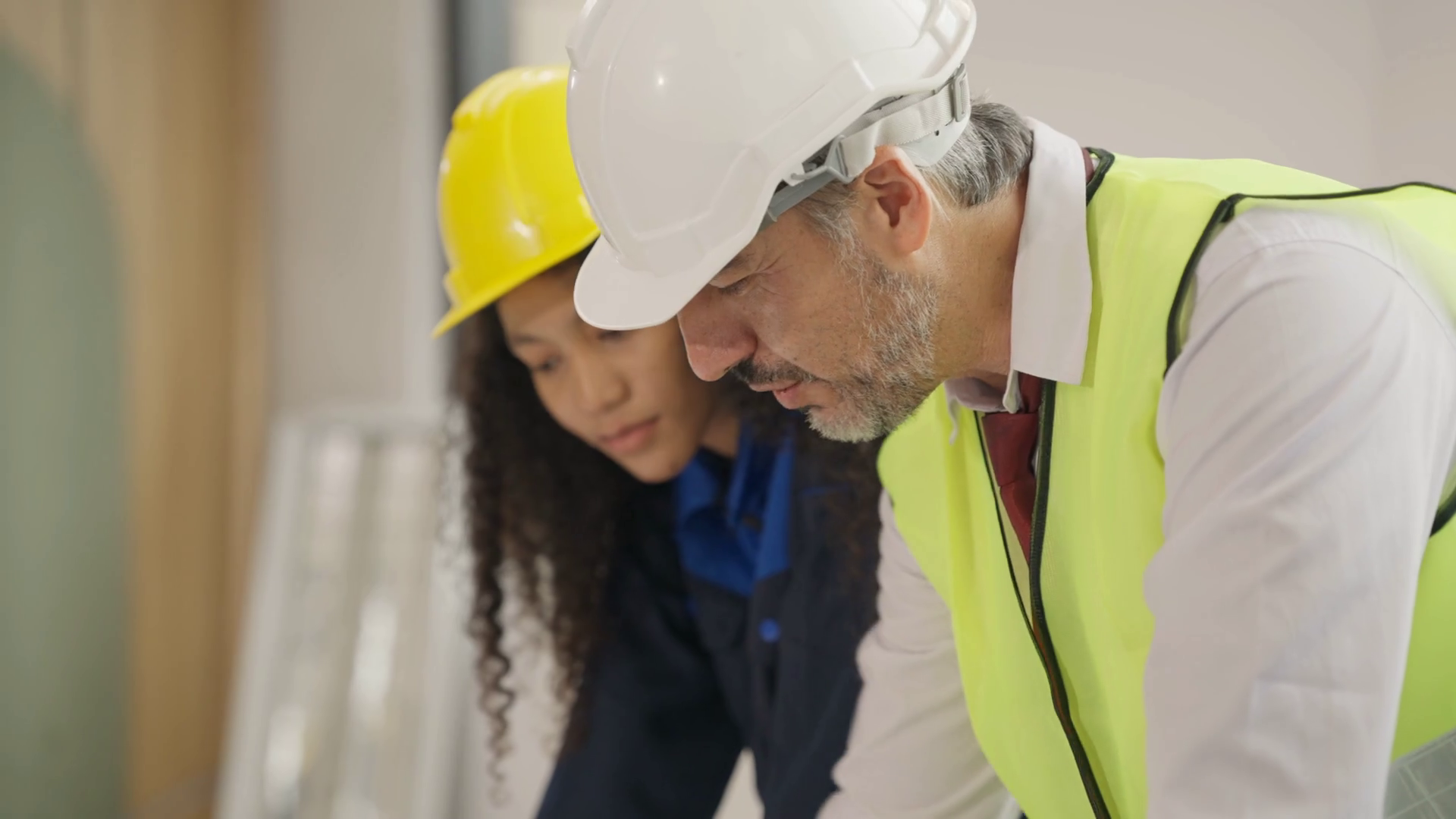 Engineers Using Blueprint Of Project Plan Stock Footage SBV-347696165 ...