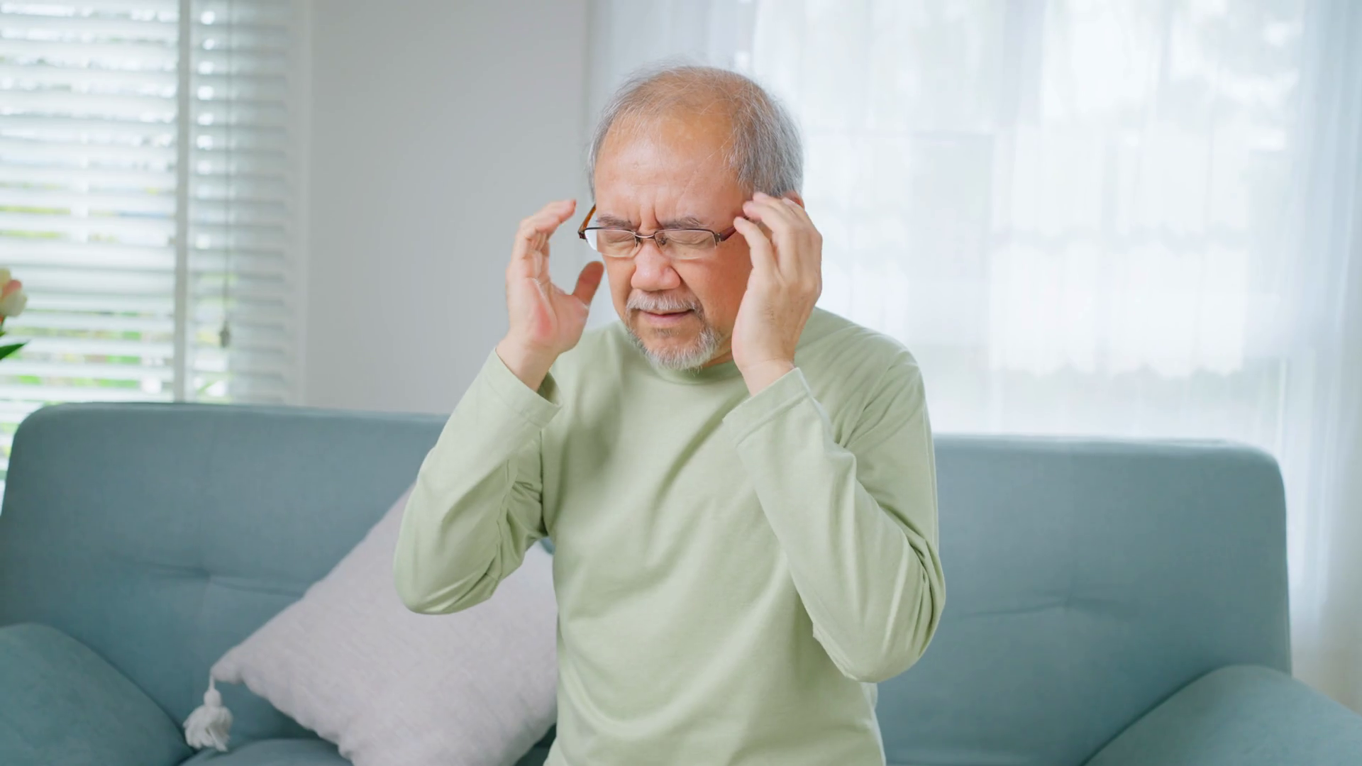 Elderly Uncle With Dizzy Elderly Upset With Stock Footage SBV-347697438 ...