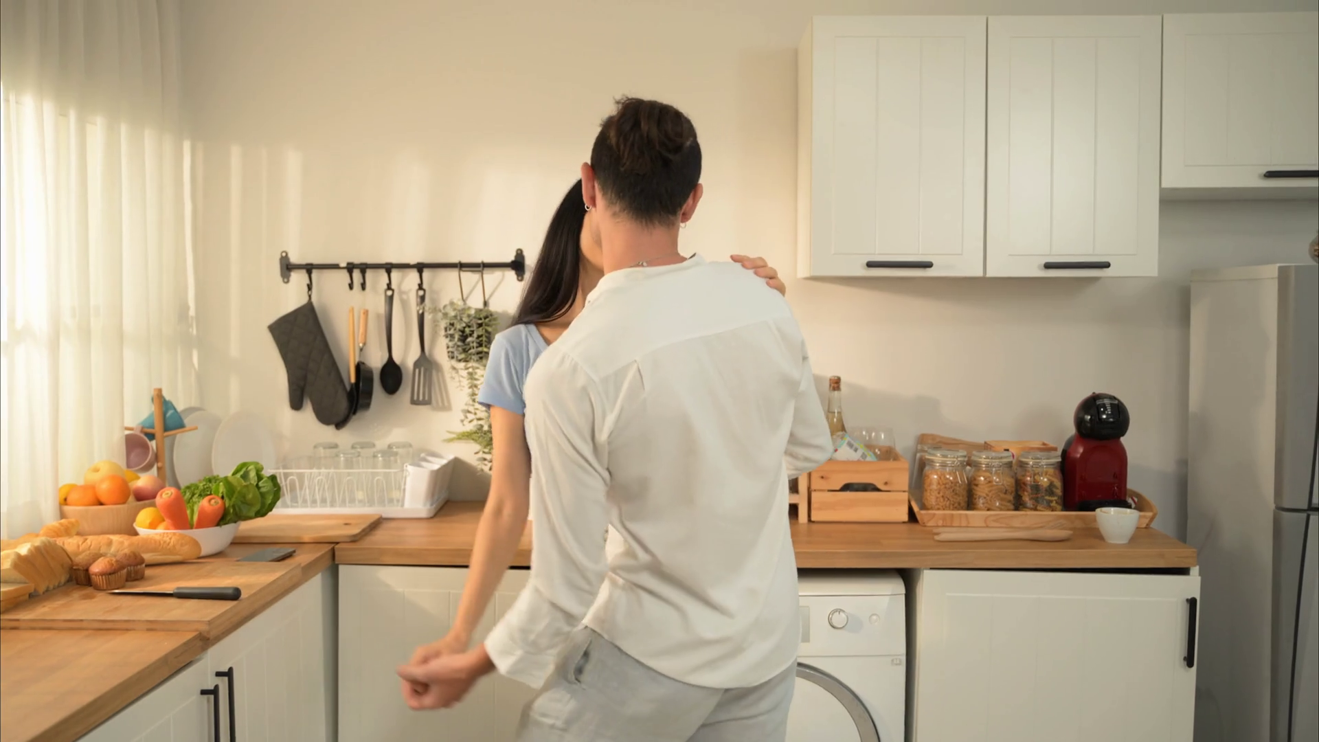 Healthy Lovers Cooking Food In Kitchen With Stock Footage SBV-347738808 ...