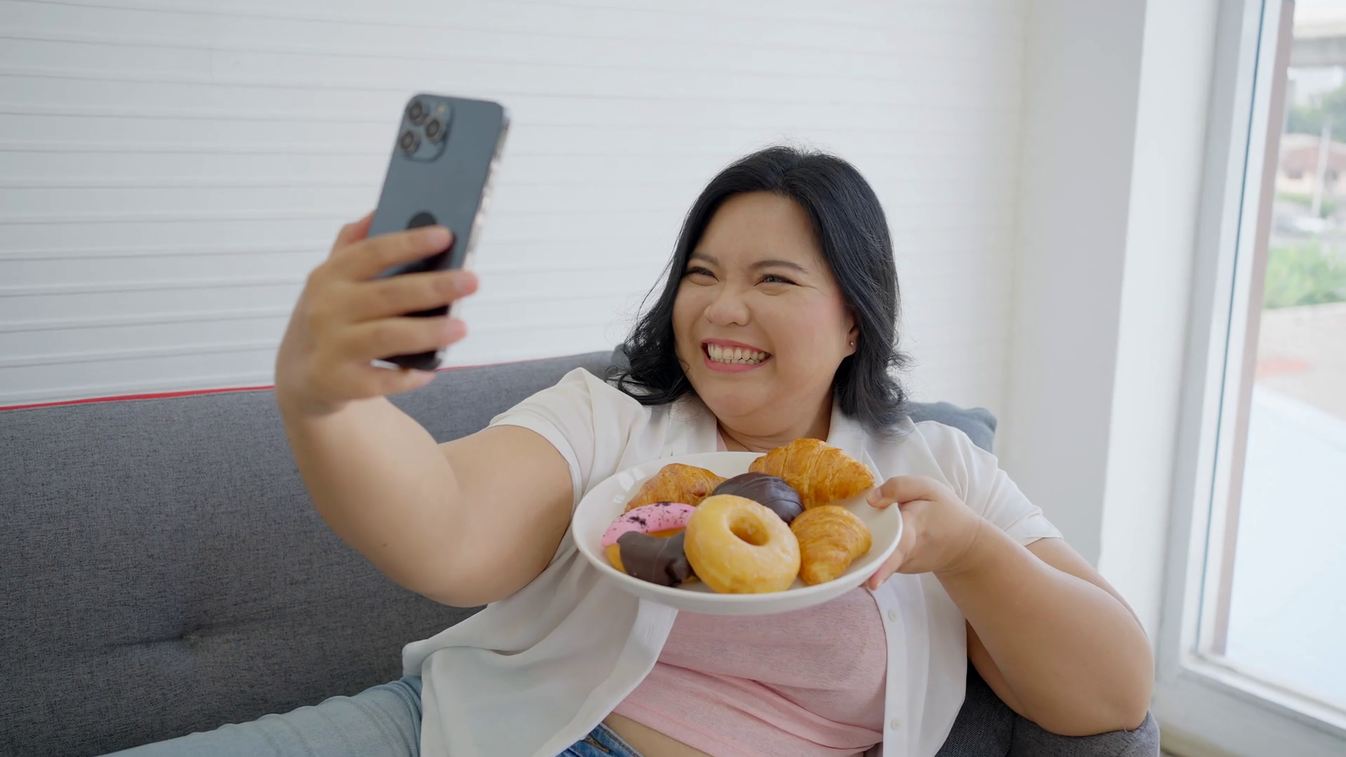 Happy Chubby Woman Happy Vivacious Plus-size Stock Footage SBV ...