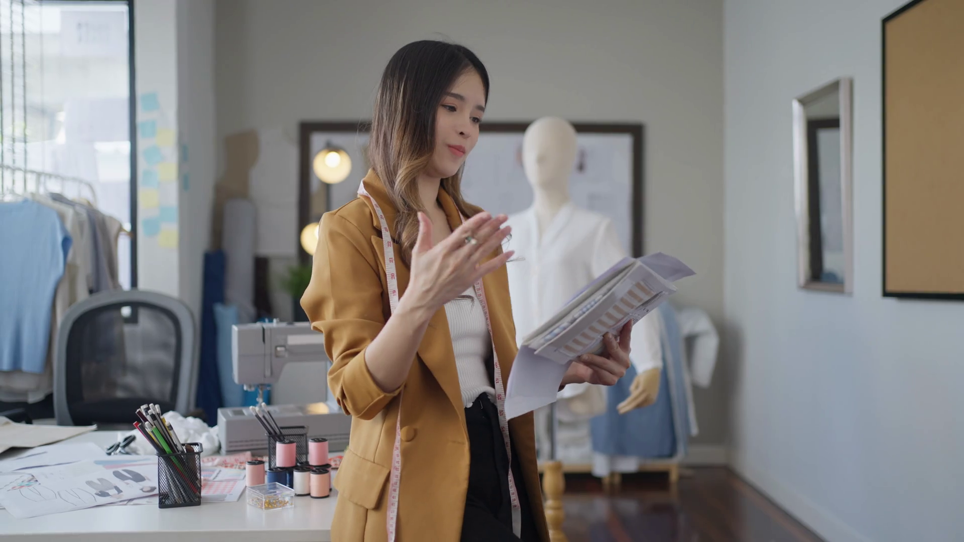 Female Dressmaker Fashion Designer Stylist Stock Footage SBV-347349777 ...