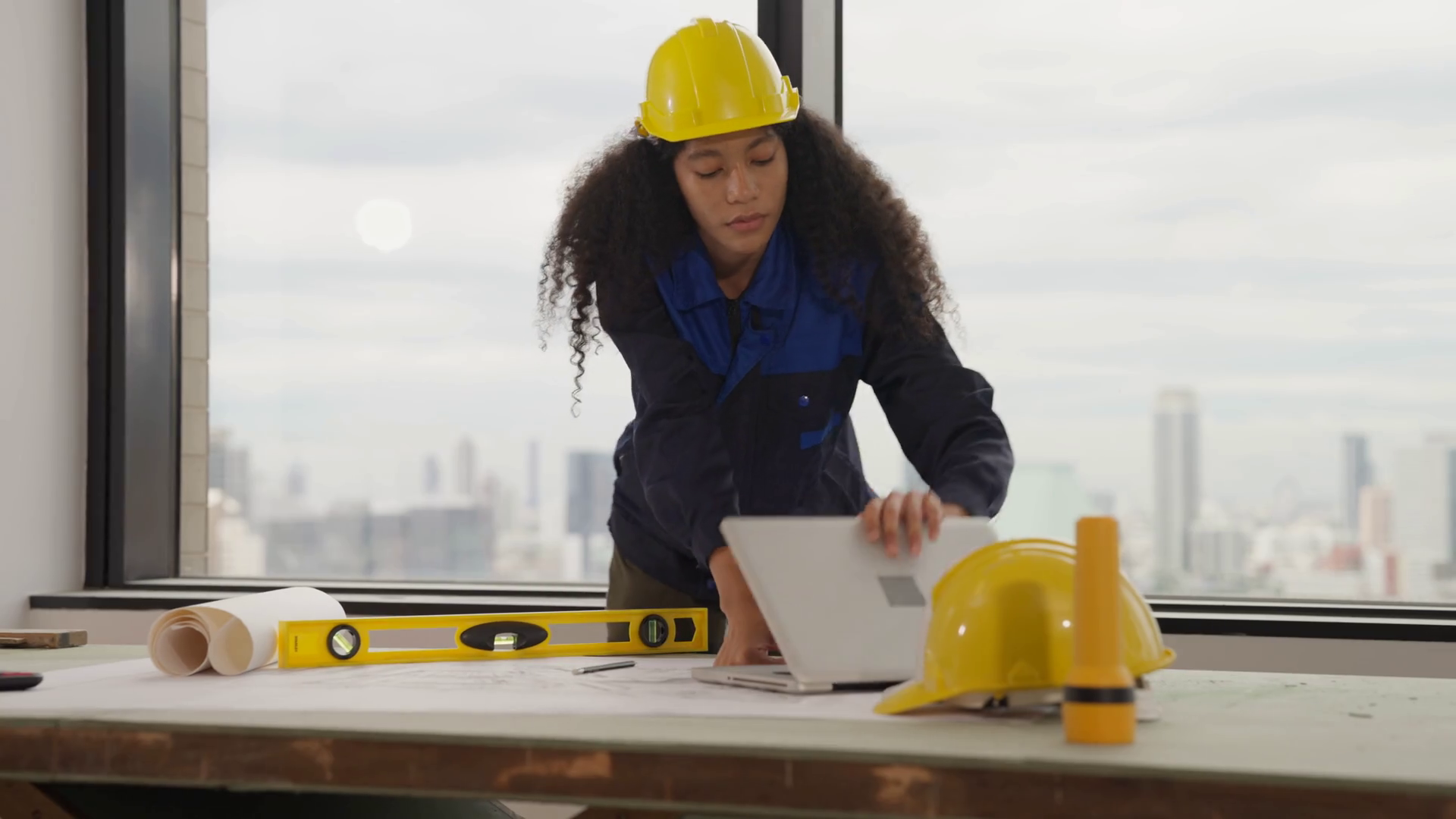Professional Engineer In Hard Hat Working On Stock Footage SBV ...