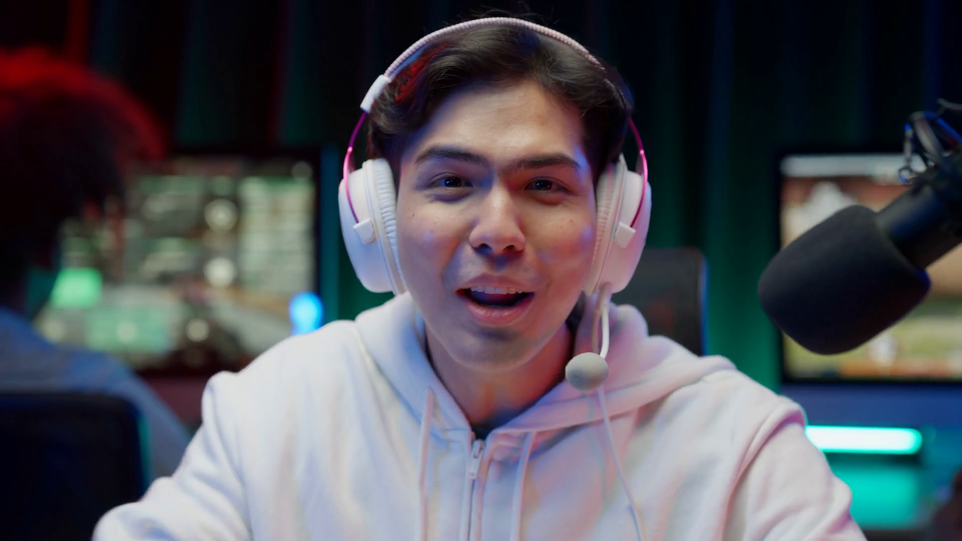 Winner Gamer Wearing Headphones - Portrait Stock Footage SBV-347348191 ...