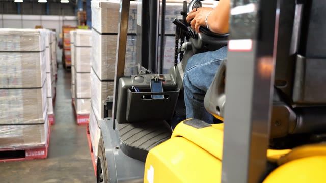 Woman Driving Forklift In The Warehouse Stock Footage: Royalty-Free ...