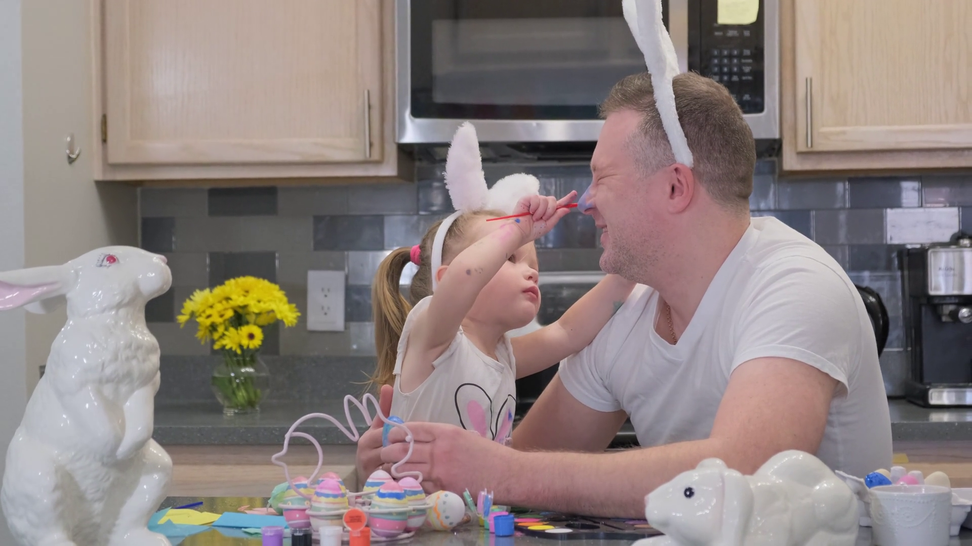 A Joyful Easter Moment Shared Between Dad Stock Footage SBV-352542886 ...