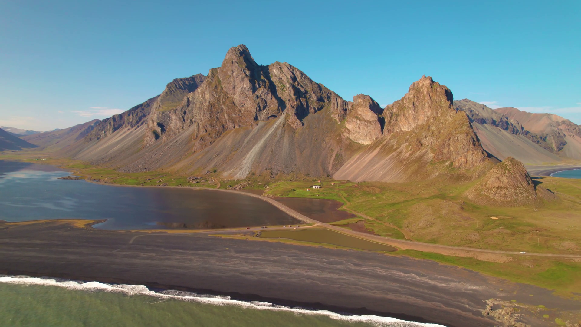 Aerial View Of Iceland Ring Road Cars Pass Stock Footage SBV-353372568 ...