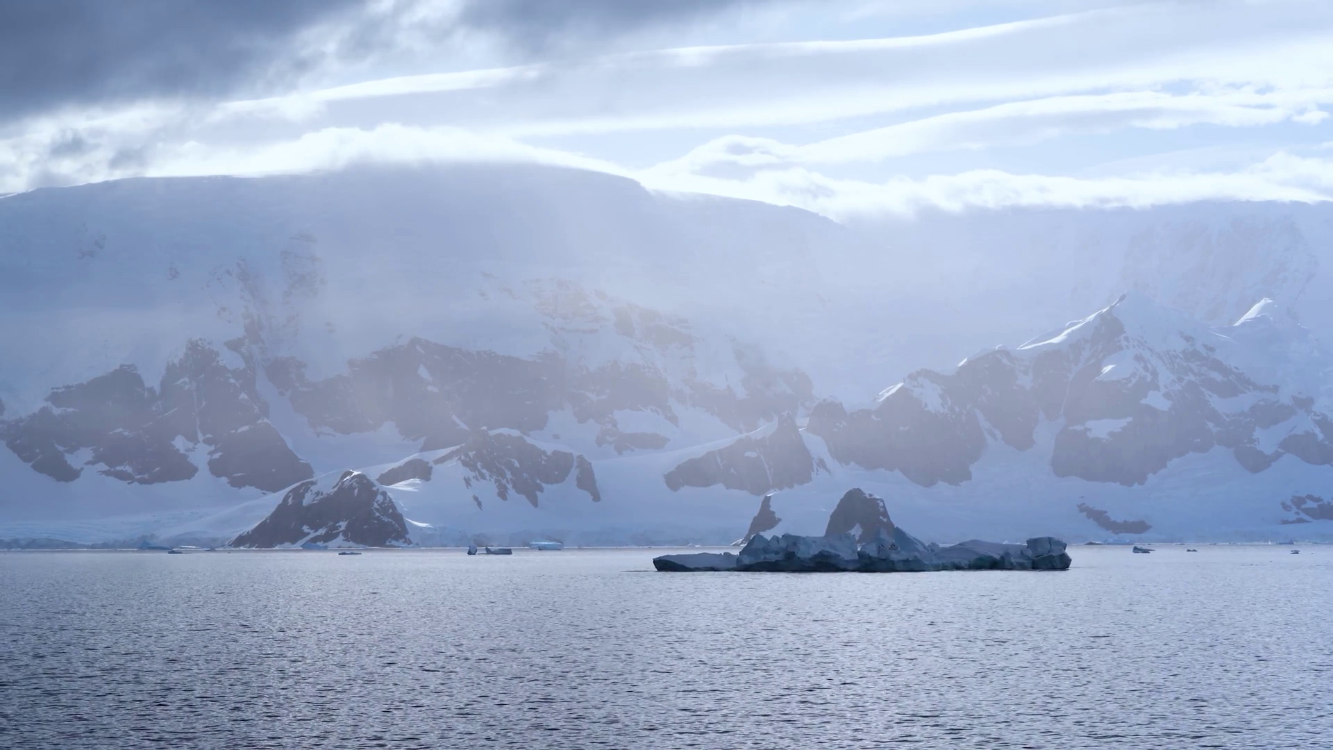 Antarctica Sun Shines Mountains Into Bay Stock Footage SBV-351865215 ...