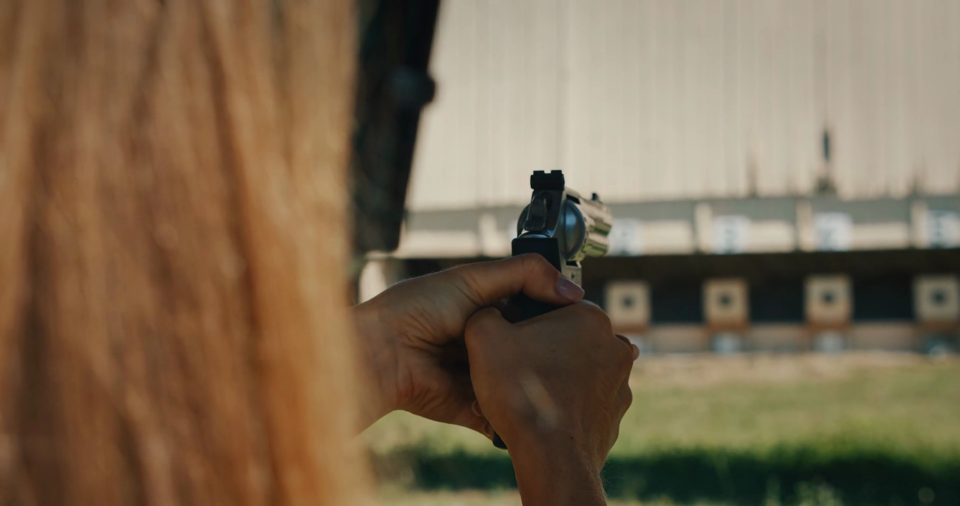 Woman Aiming Firing Revolver At Targets On Stock Footage SBV-352360010 ...