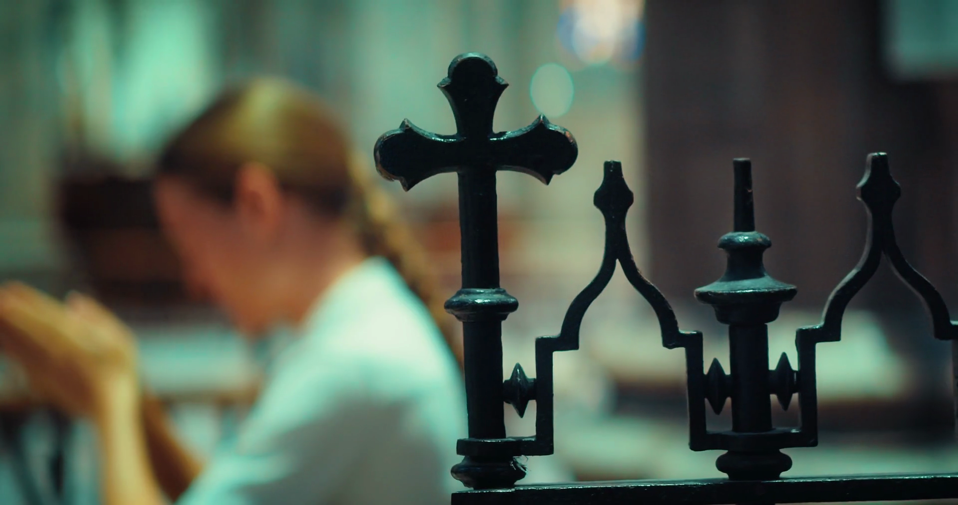 Woman Praying In Church Blurred Background Stock Footage SBV-348633771 ...